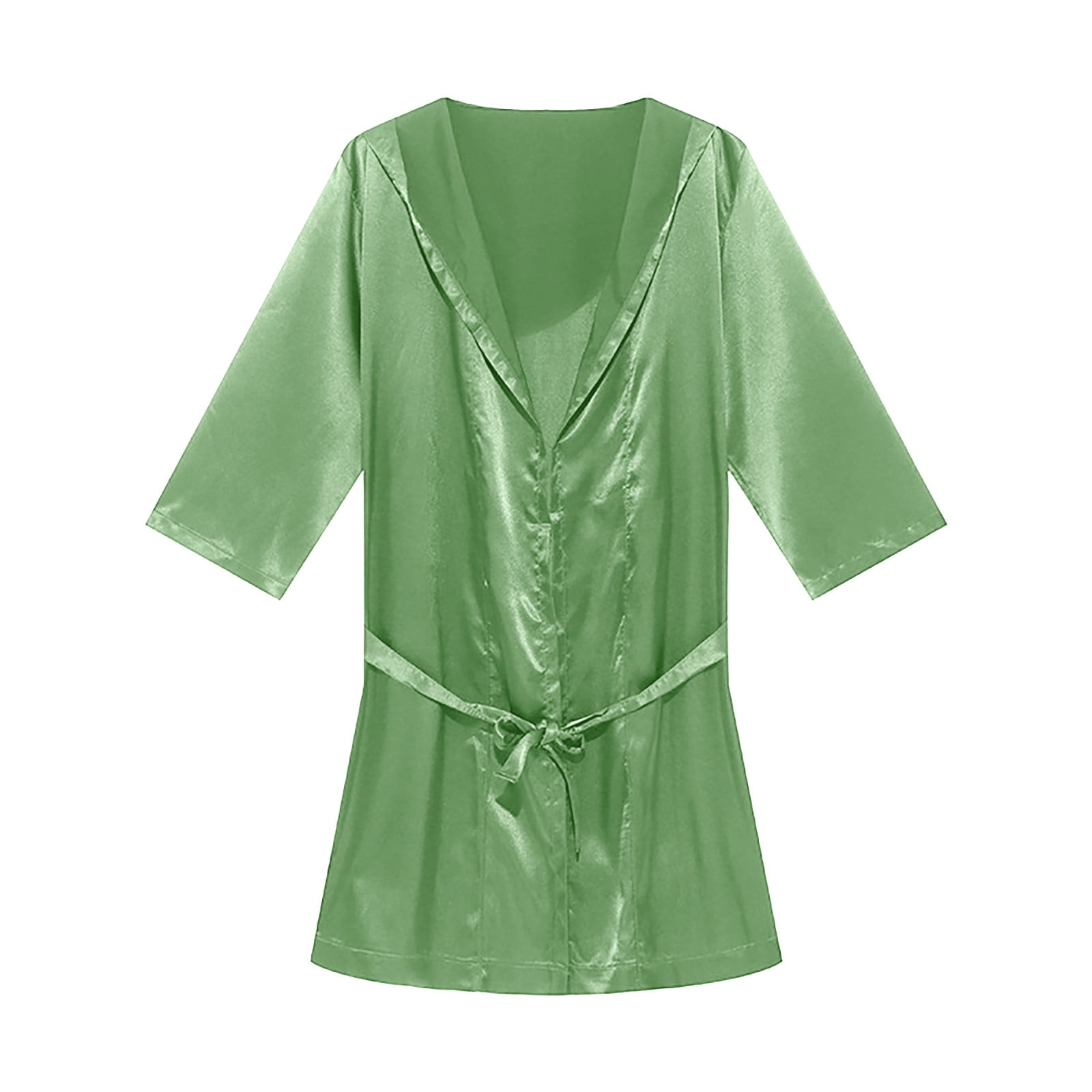 Wancir Men's Satin Kimono Robe Long Spa Bathrobes Luxurious Silk Long ...