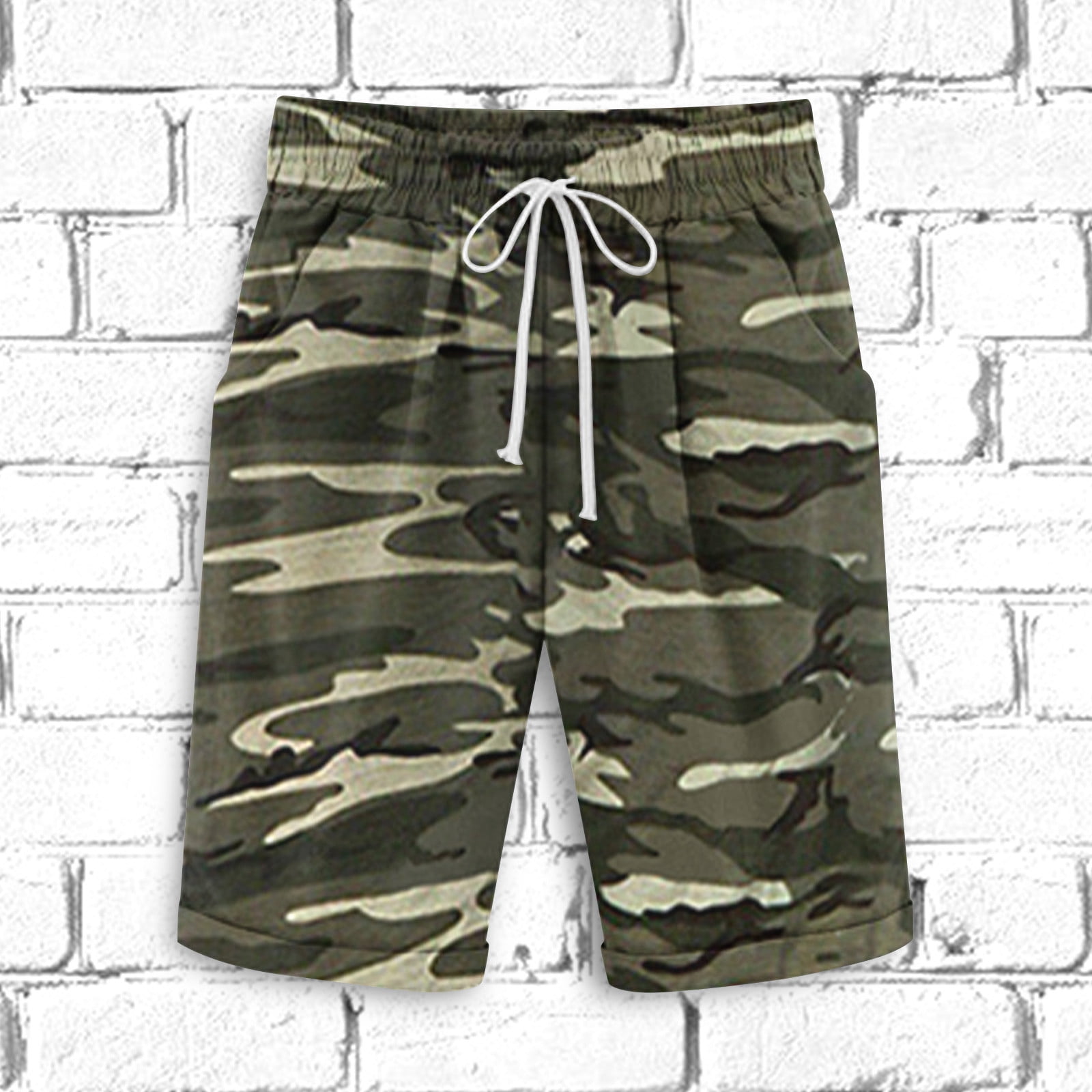 Wancir Mens Casual Elastic Waist Pull On Shorts Drawstring Relaxed Fit ...