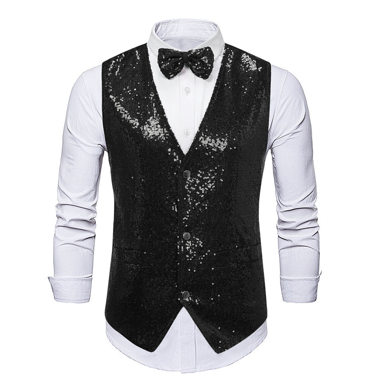 Wancir Mens Formal Suit Vest Striped Casual V-neck Slim Fit Solid Color ...