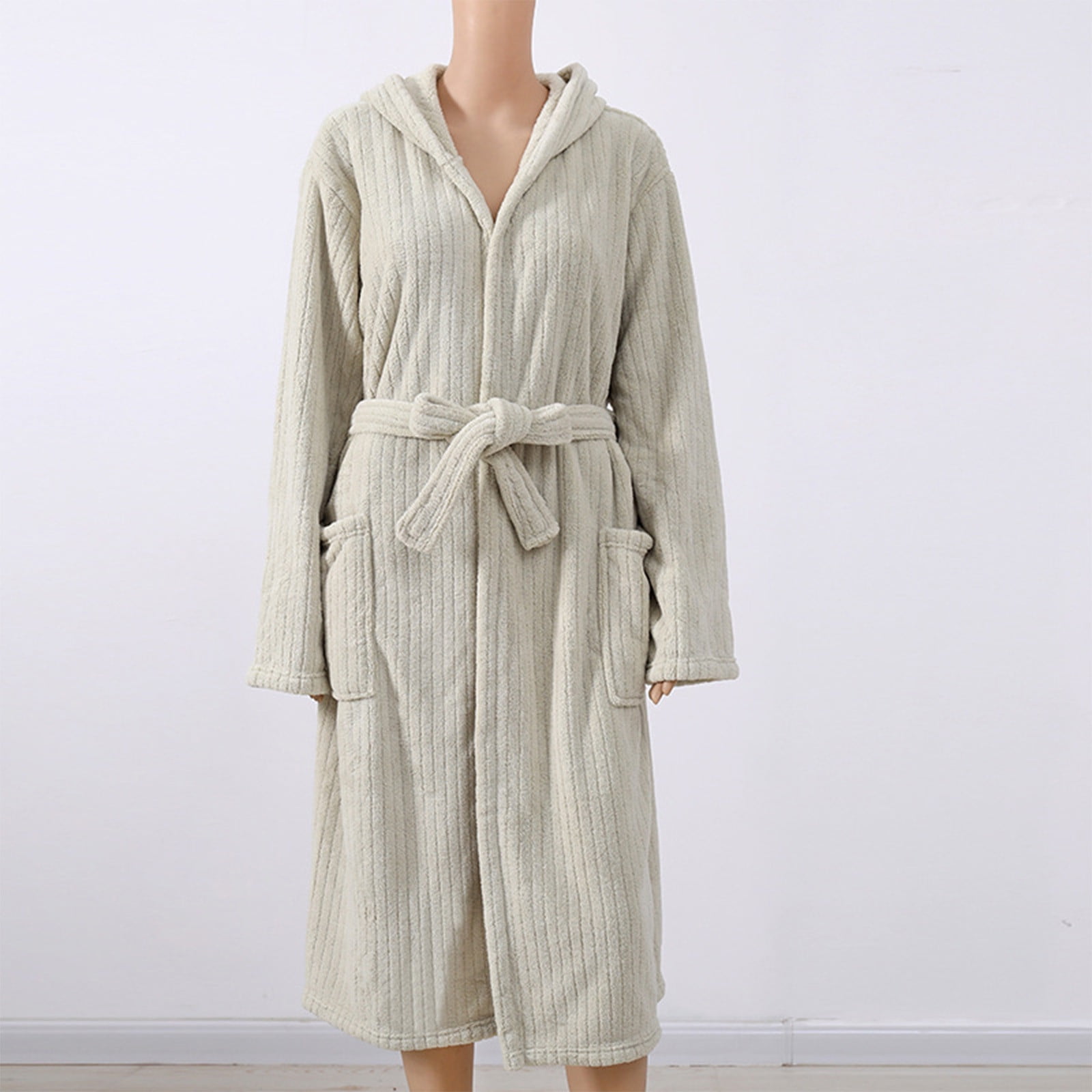 Wancir Mens Plush Soft Robe Fluffy Soft Plush Knee Length Spa Robe ...