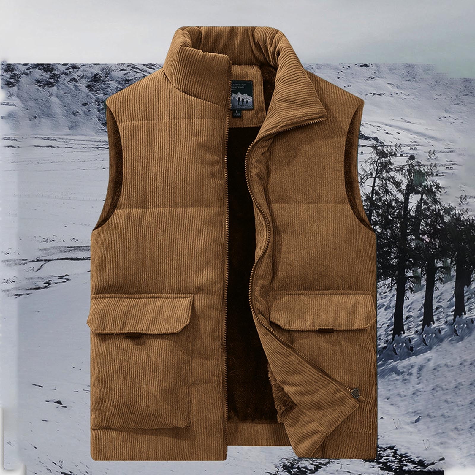 Wancir Mens Sherpa Lined Puffer Vest Corduroy Winter Vests Warm ...