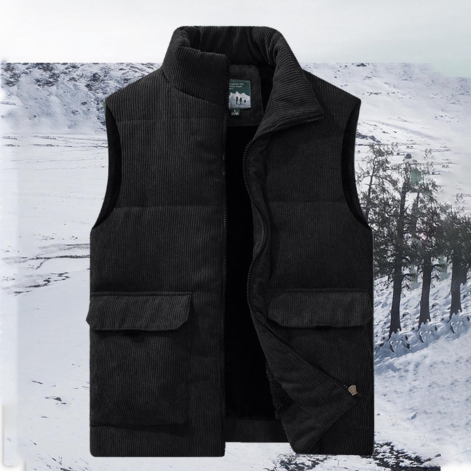 Wancir Mens Sherpa Lined Puffer Vest Corduroy Winter Vests Warm ...