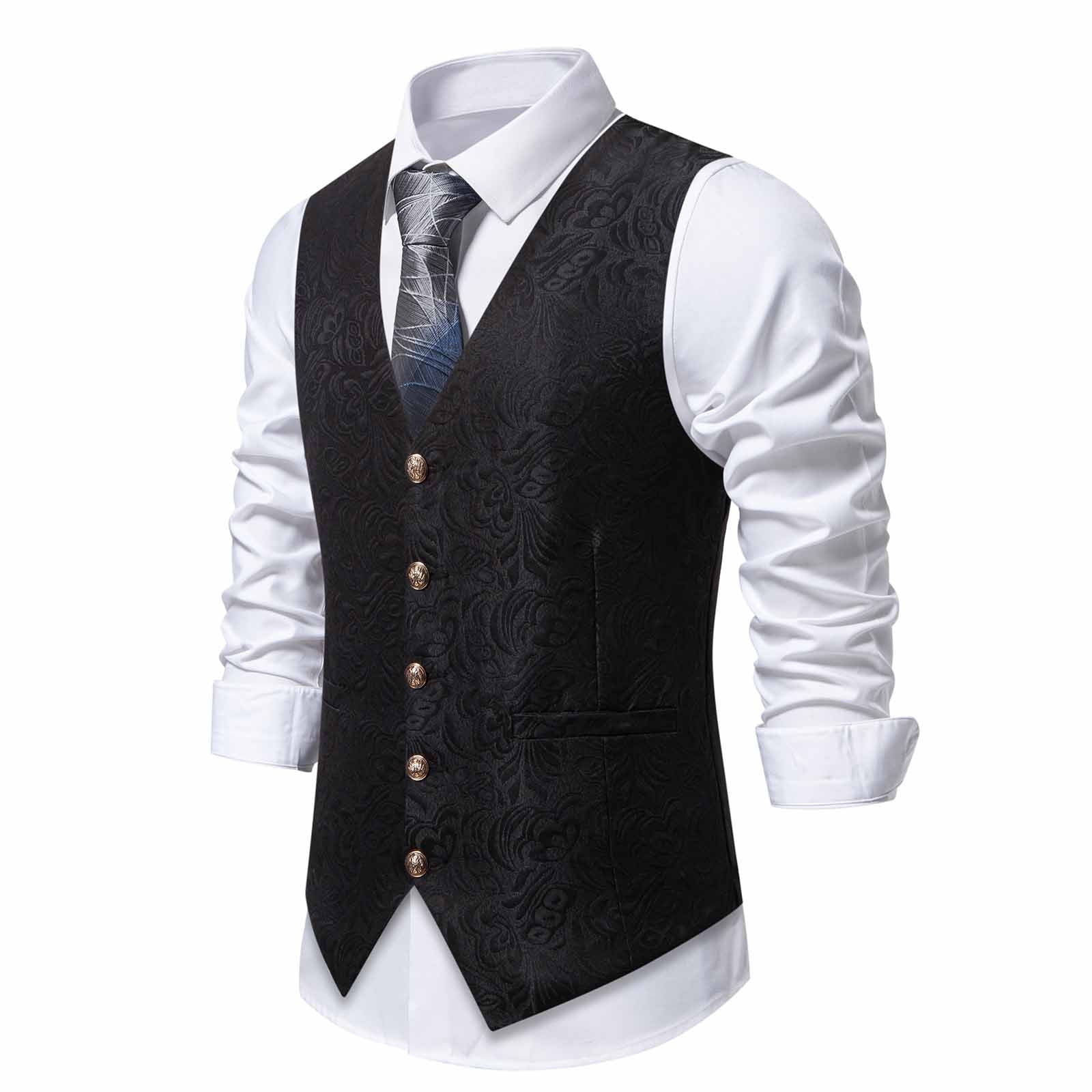 Wancir Mens Shiny Paisley Suit Vest Victorian Steampunk Gothic ...