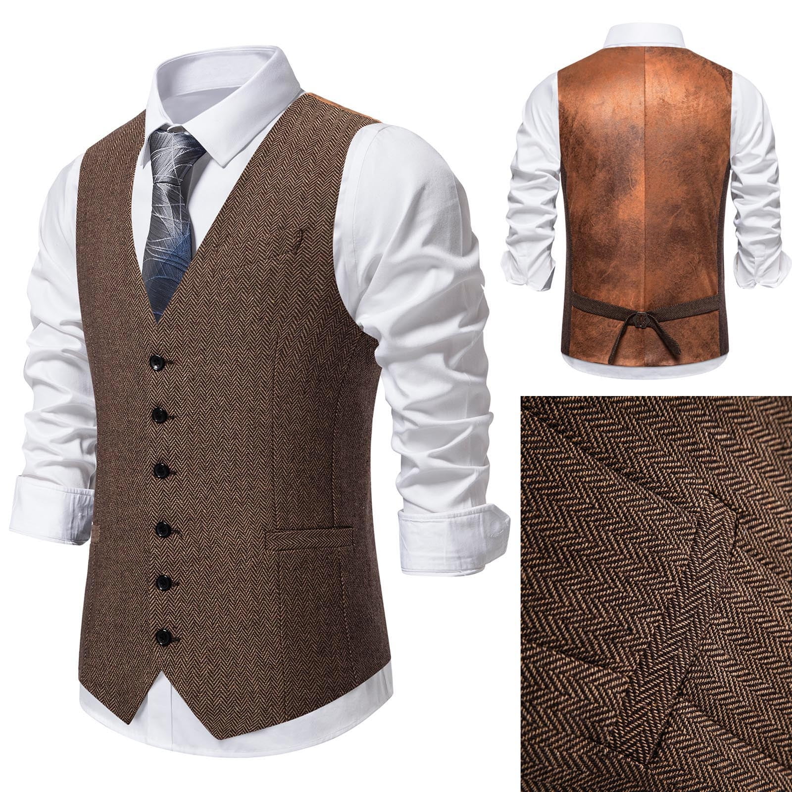 Wancir Mens Suit Vest Floral Victorian Vests Gothic Steampunk Formal ...
