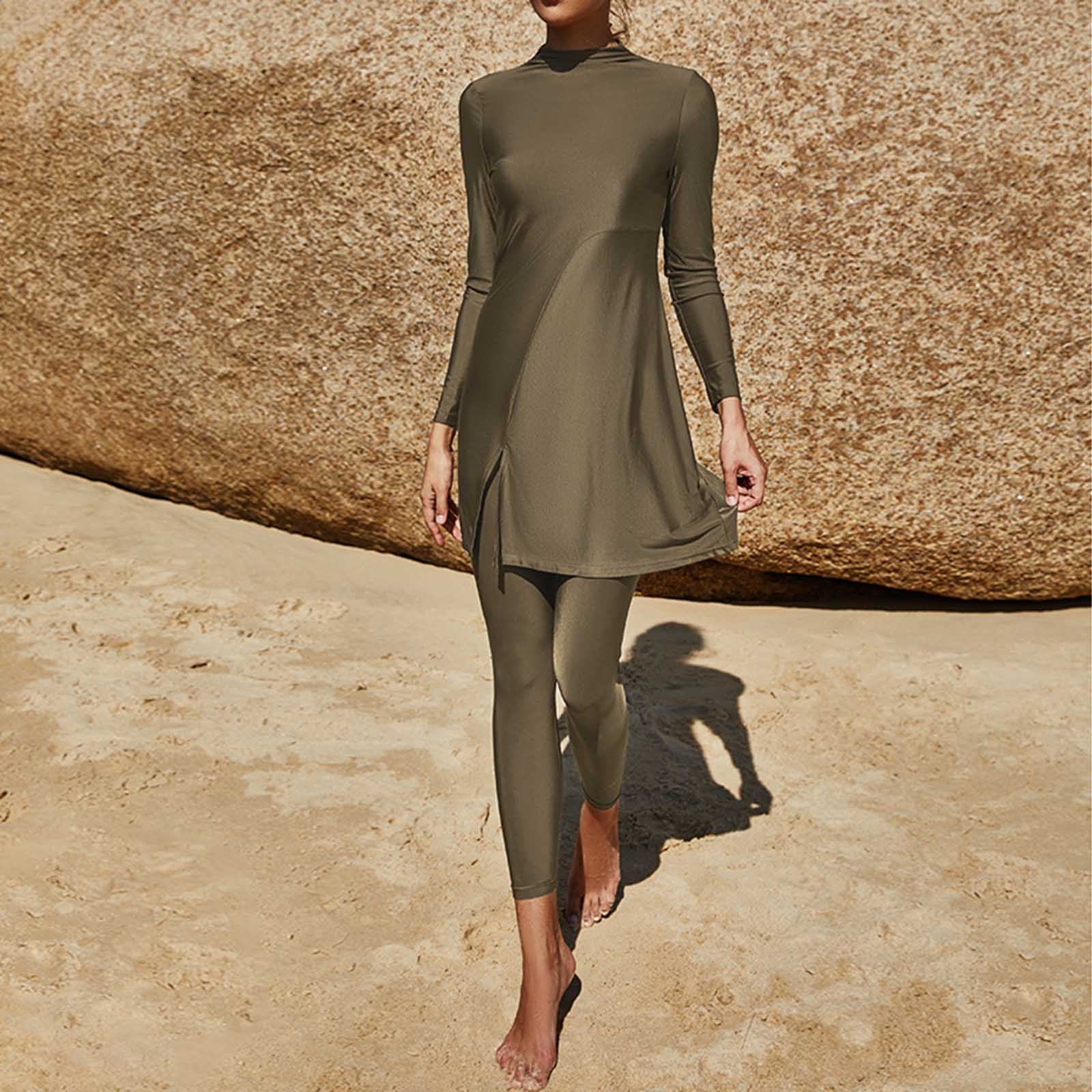 Wancir Muslim Swimsuit for Women Rash Guard Set 2 Pieces Long Sleeve ...