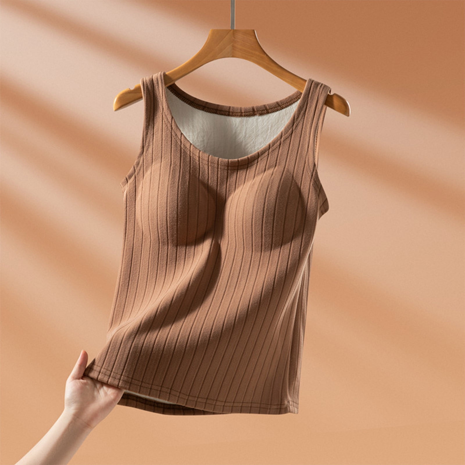 Wancir Tank Tops with Built in Bras Round Neck Ribbed Tank Top with Bra ...