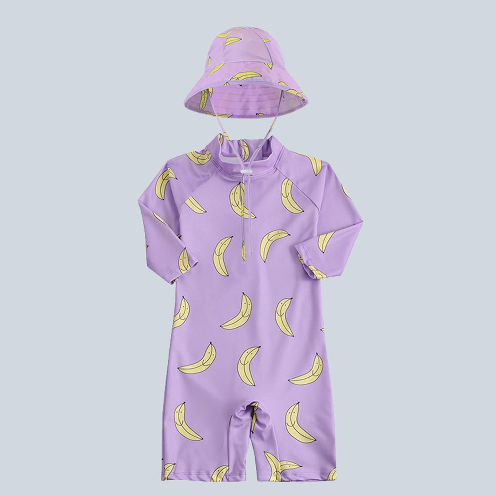 Wancir Toddler One Piece Swimsuit with Sun Hat, Kids Zip Up Sunsuit ...