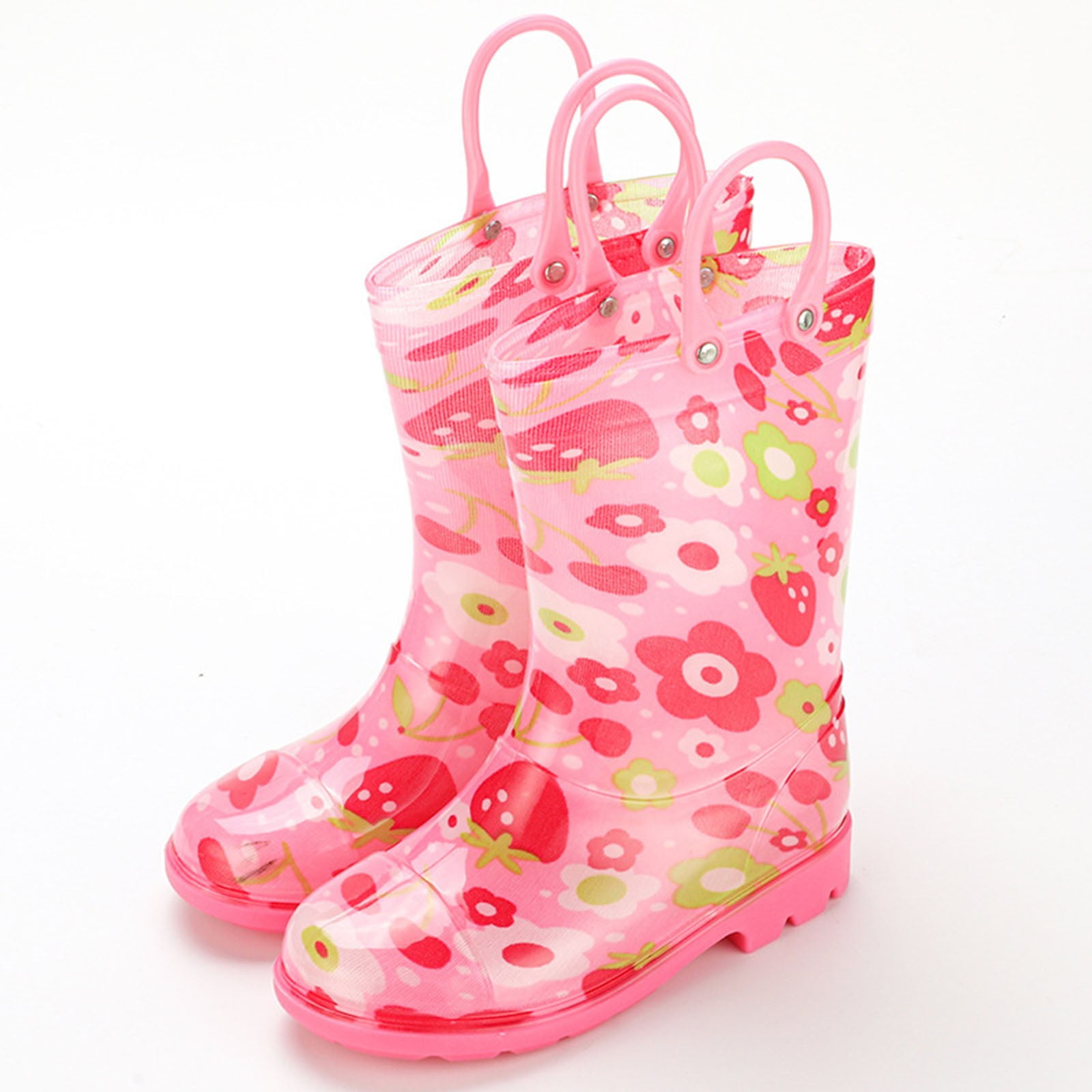 Wancir Unisex-Child Kids Light Up Waterproof Rainboots with Handles for ...