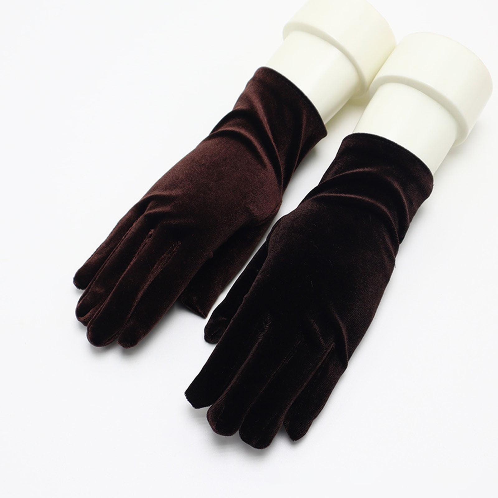 Wancir Winter Warm Thick Fleece Windproof Mittens Short Satin Gloves ...