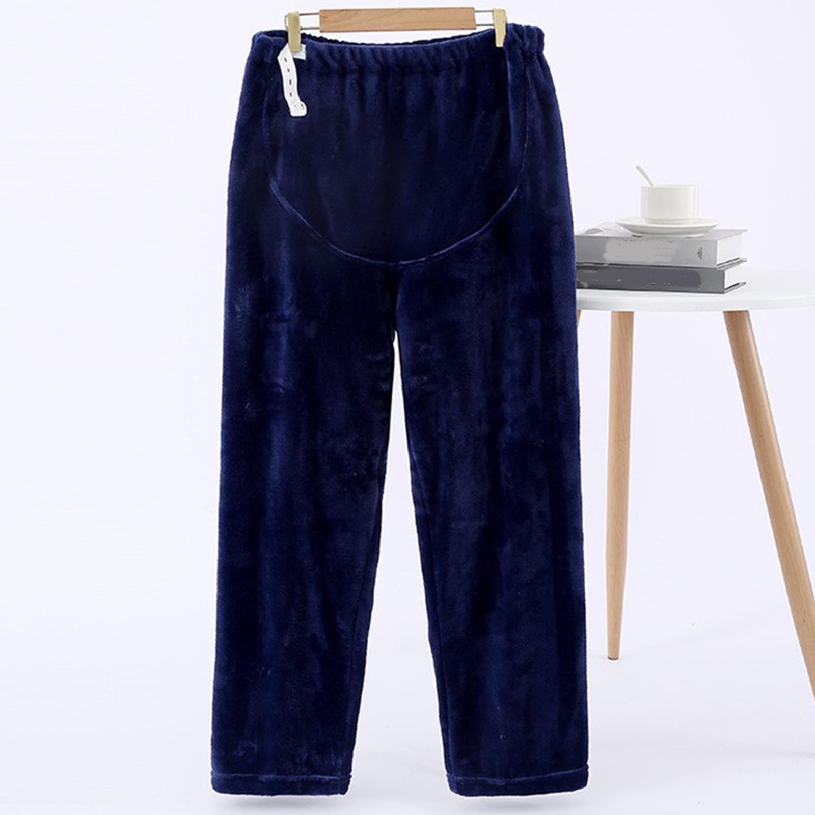 Wancir Women Elastic Solid Fuzzy Pants Belly Support Plush Pjs Bottom ...