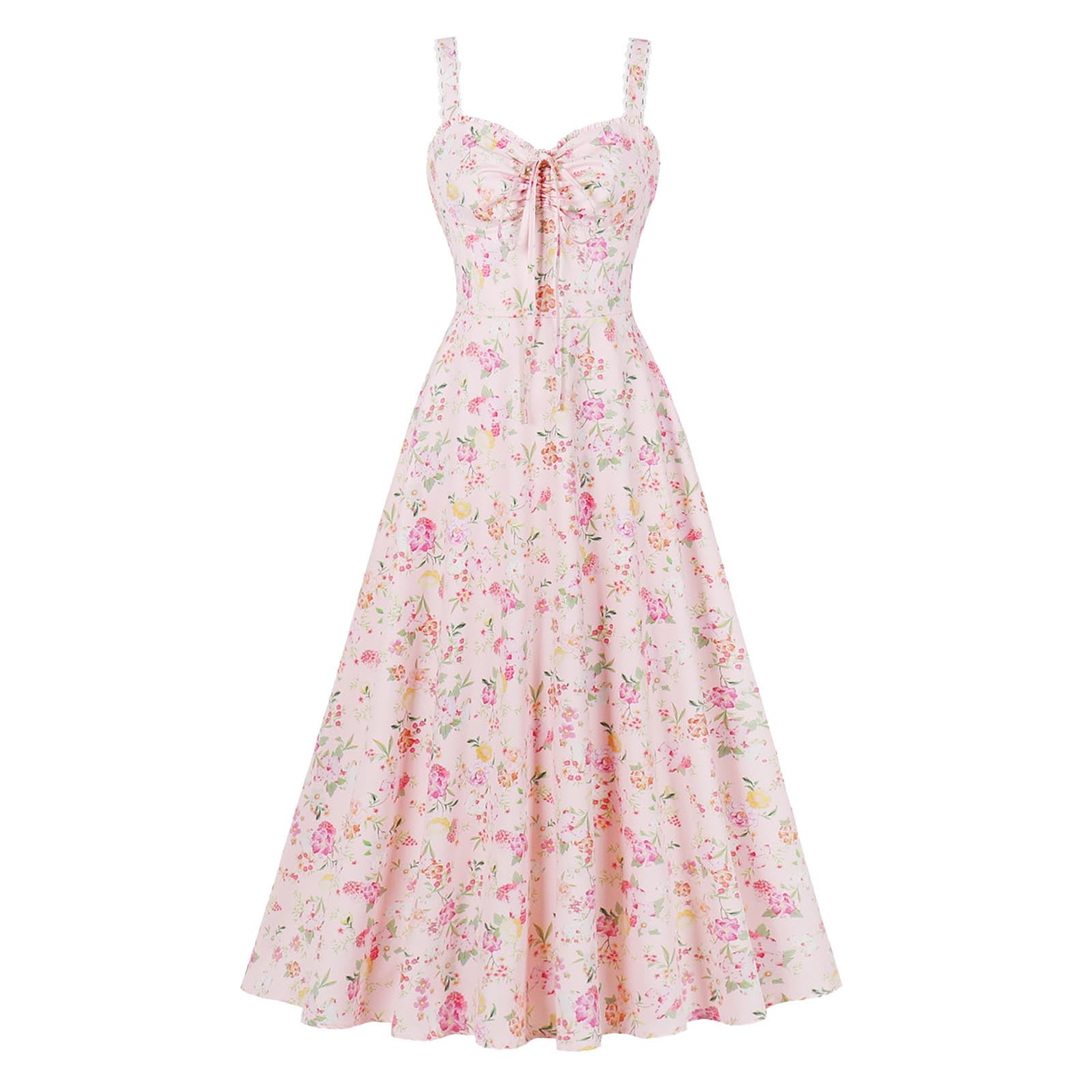 Wancir Women Floral Corset Dress Summer Sweetheart Neck Tie Front Bust ...