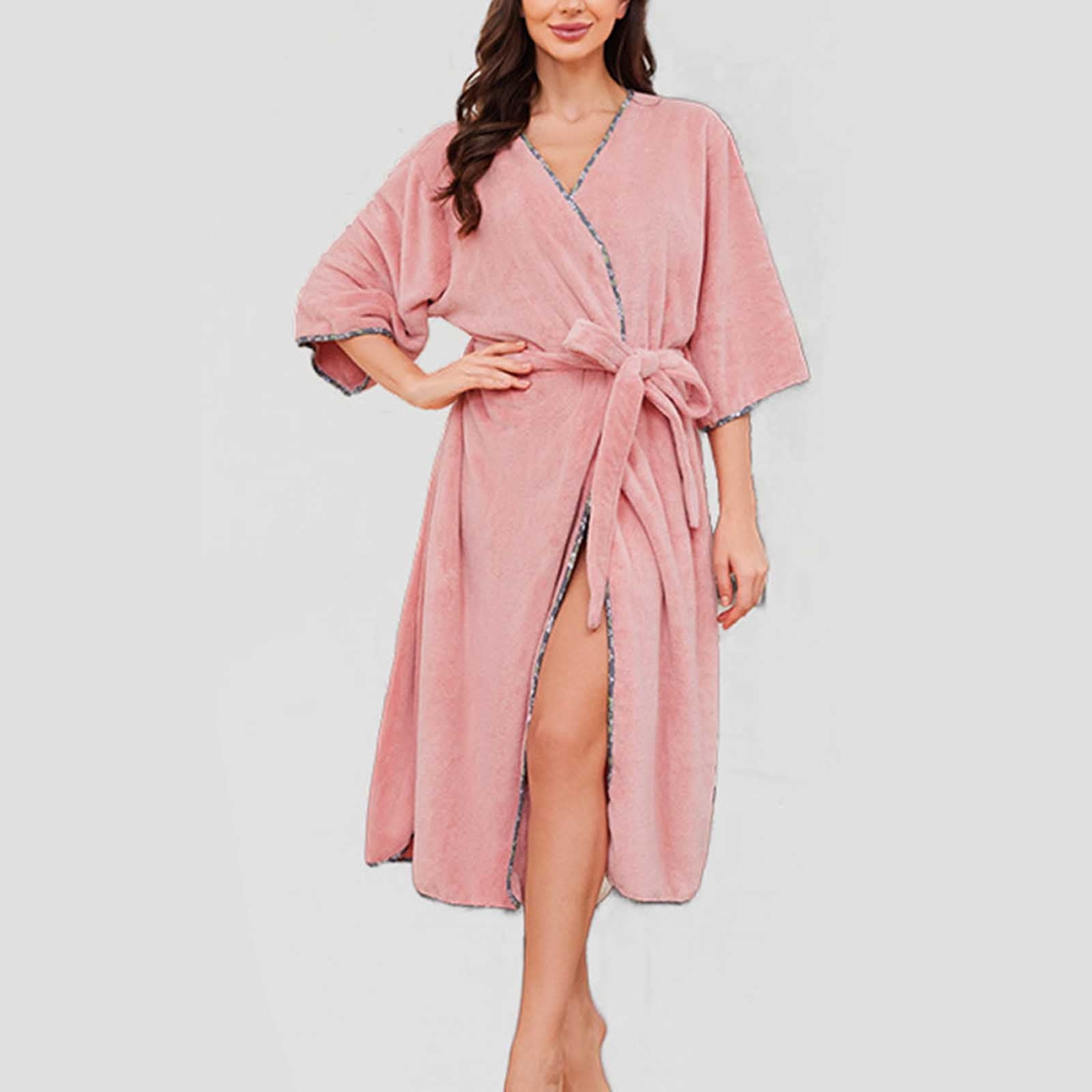 Wancir Women Robes Cotton Toweling Terry Extra Long Robe Lovers Soft ...