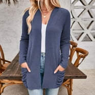 Uvplove Women's Long Sleeve Open Front Knit Cardigan Sweater with ...