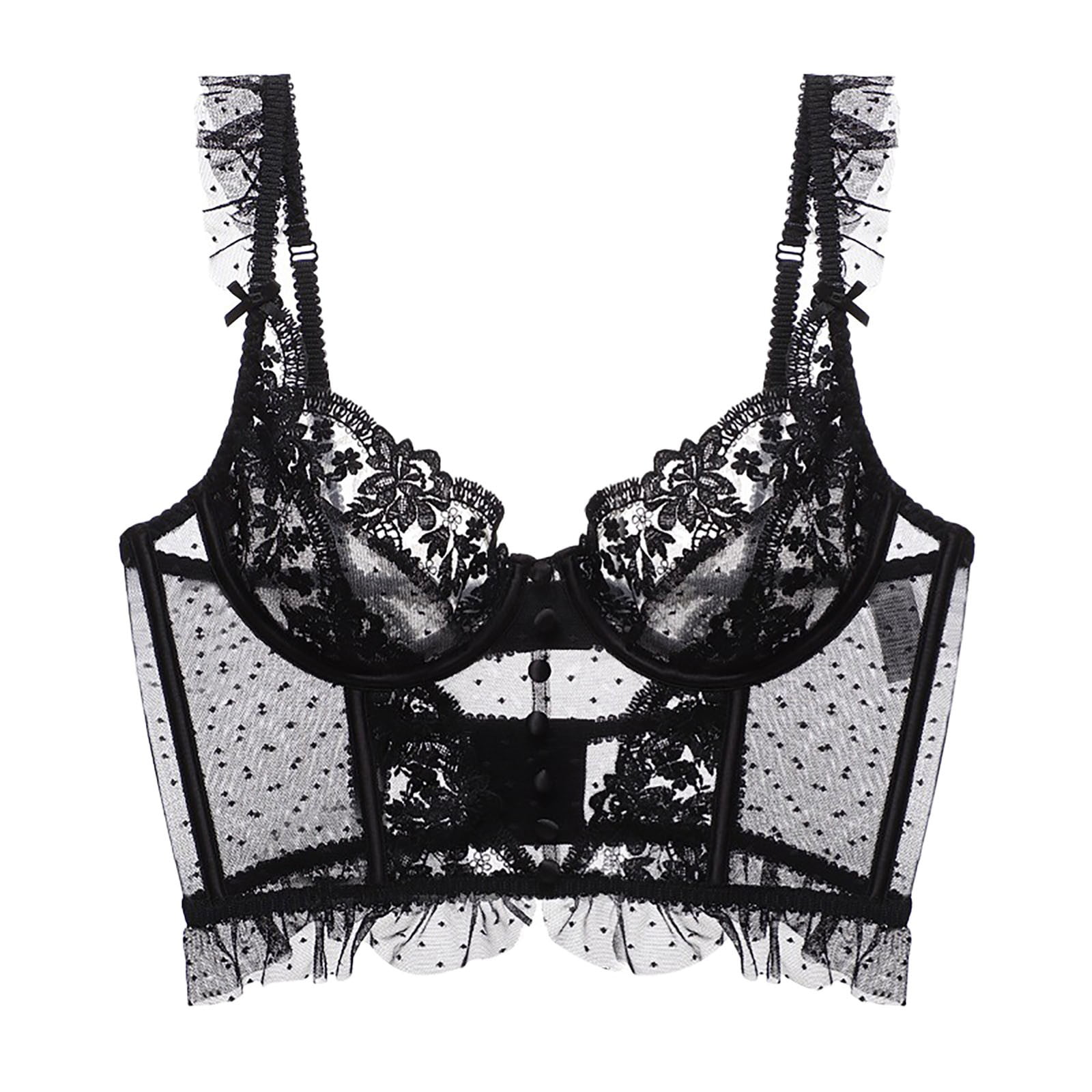 Wancir Women's Sexy Lace Push Up Plus Size Bra Sheer Balconette ...