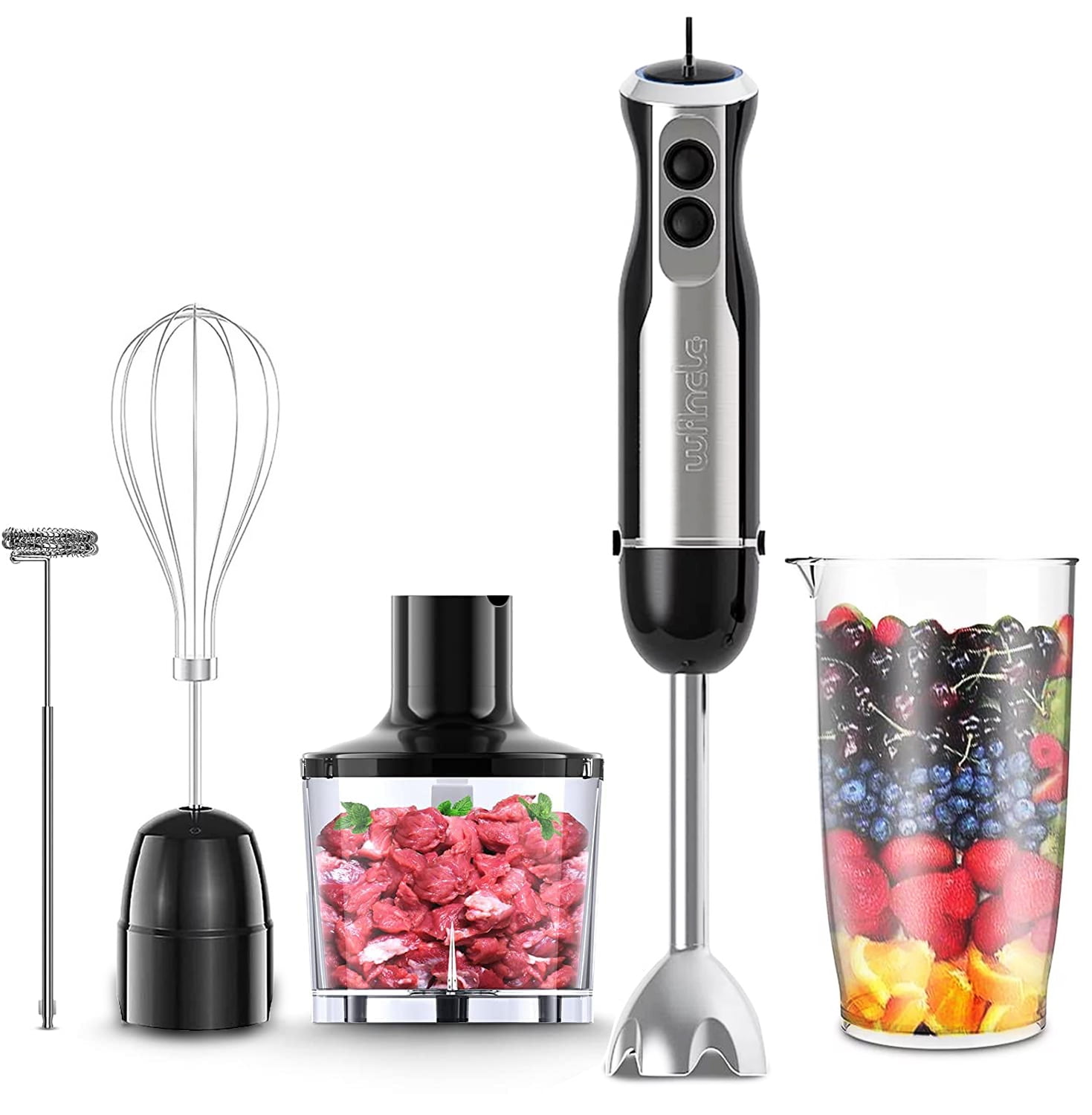 Wancle Immersion Hand Blender, Electric 16 Speed 5-in-1 Multi-Function ...