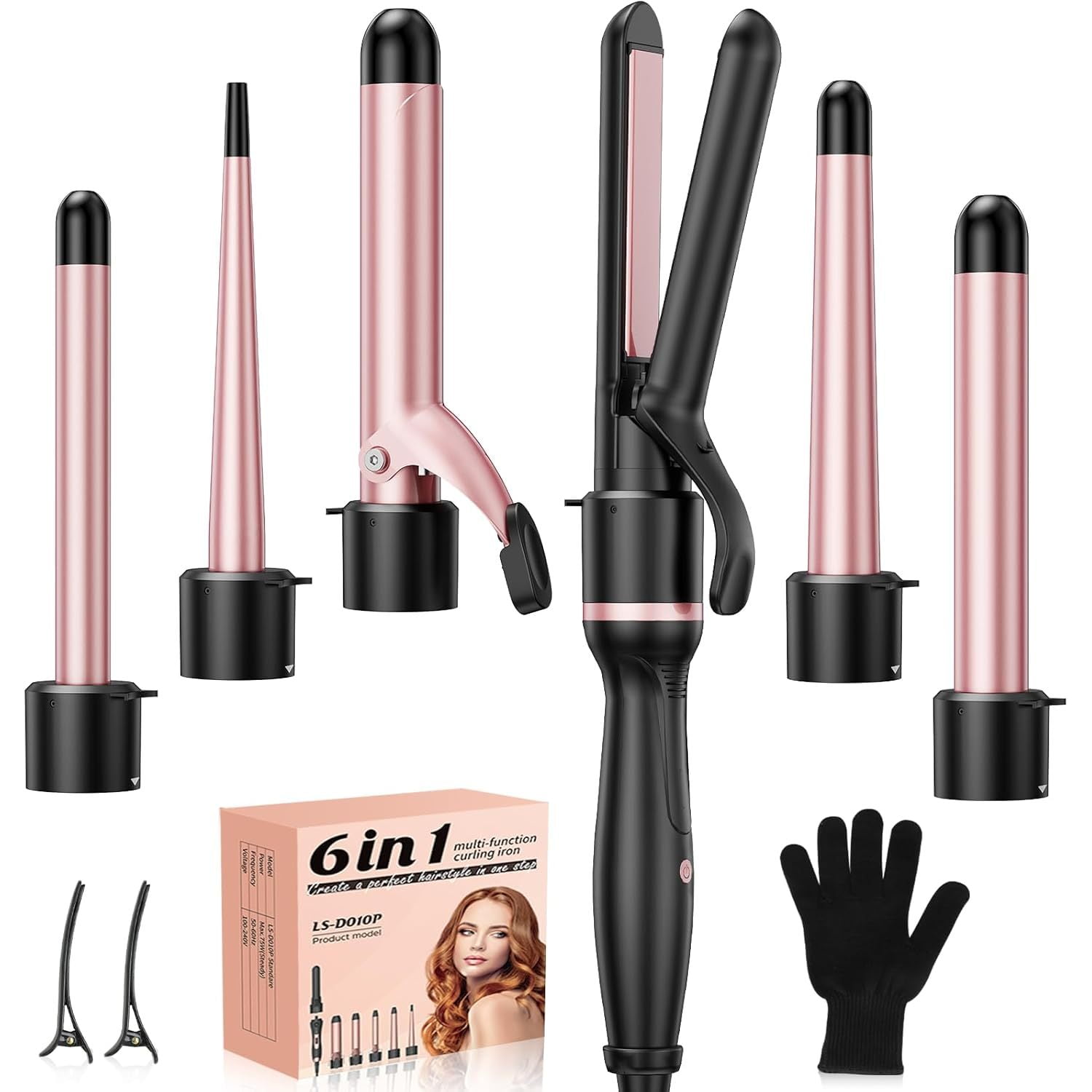 Wand Curling Iron Set, LMHF 6 in 1 Hair Straightener and Curler, 3/4 to ...