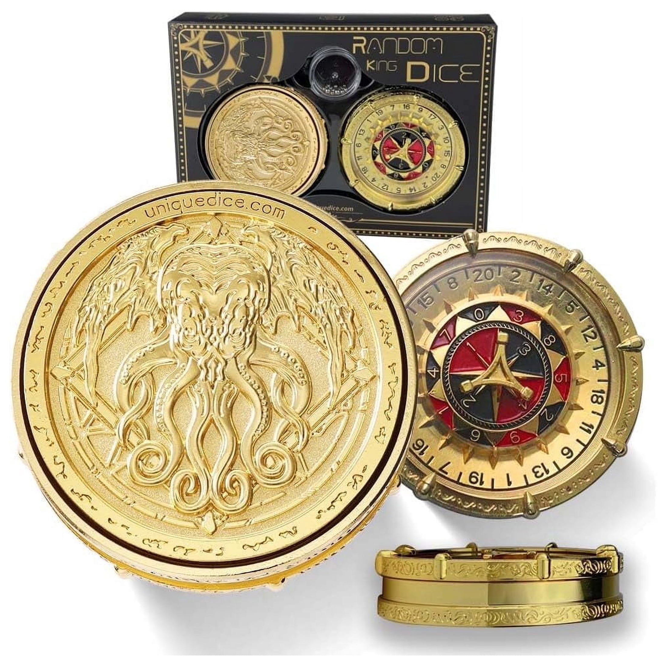 Gold Metal D&D Dice Set for Dungeons and Dragons，7-in-2 Roulette Dice ...