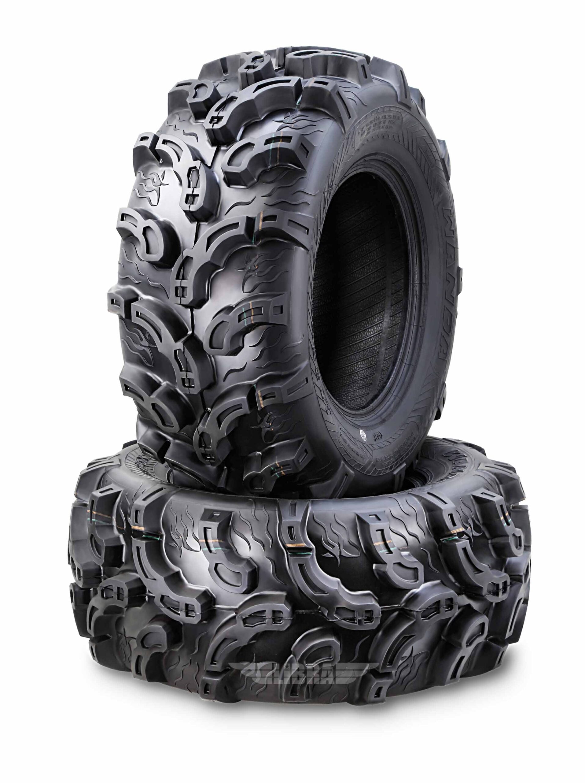 Wanda 25X10-12 6PR ATV Tires, Set of 2, Super Lug Mud, P375, Ultra-Deep ...