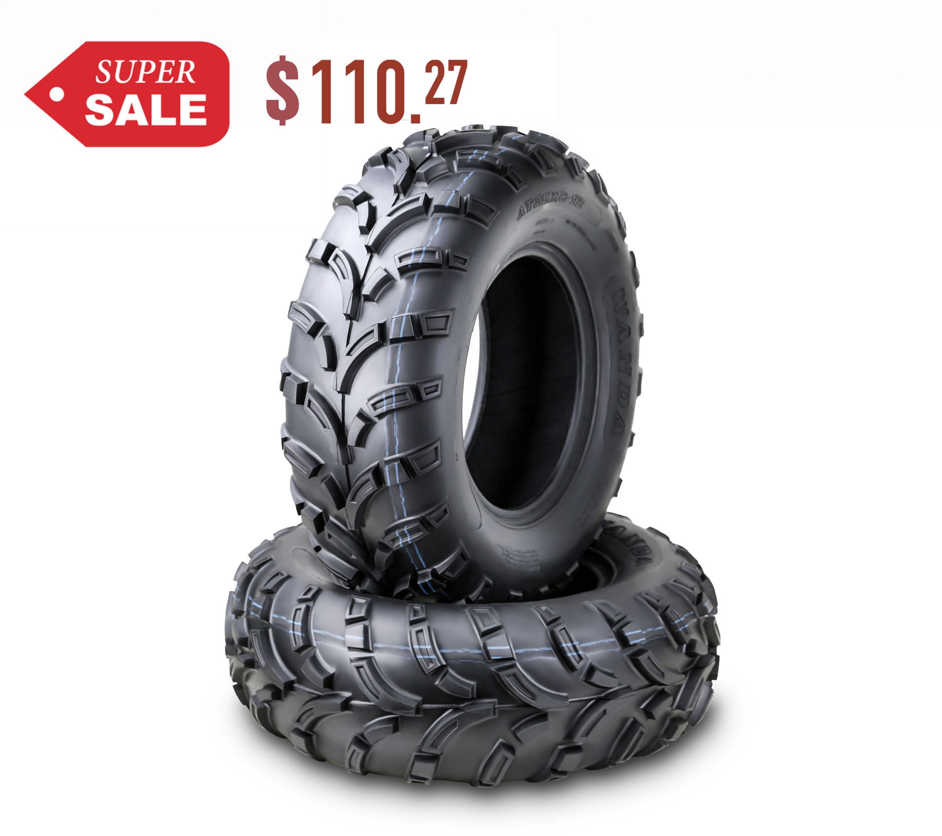 Wanda ATV/UTV Tires 25x8-12 25x8x12 /6PR P373 - 10243, Set 2 - Walmart.com