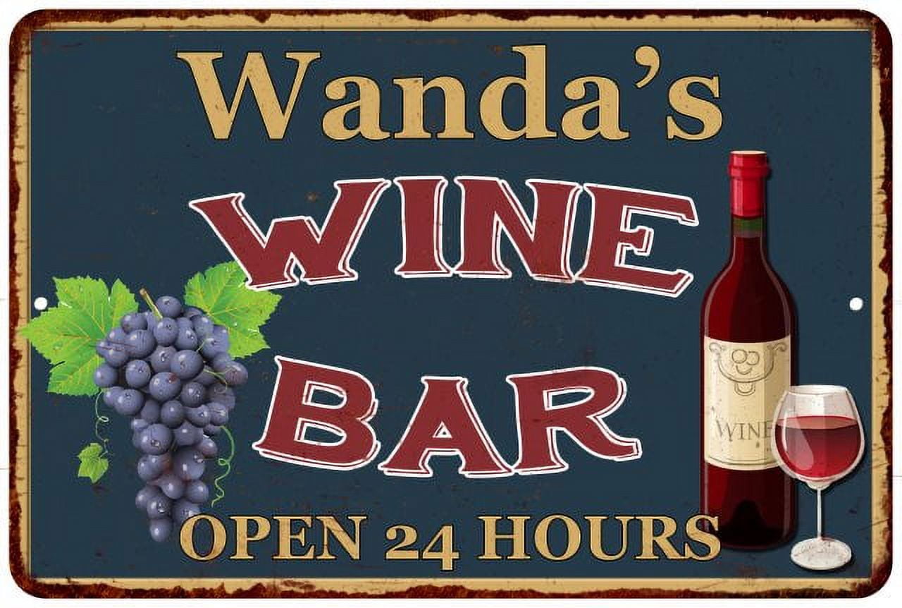 Wanda's Green Wine Bar Sign Wall Decor 8 x 12 Matte Finish Metal ...