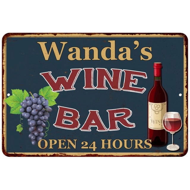 Wanda's Green Wine Bar Sign Wall Decor 8 x 12 Matte Finish Metal ...