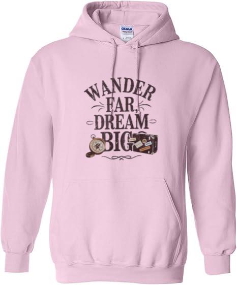 Wander Far Dream Big Vintage Adventure Travel Quote Graphic Hoodie ...