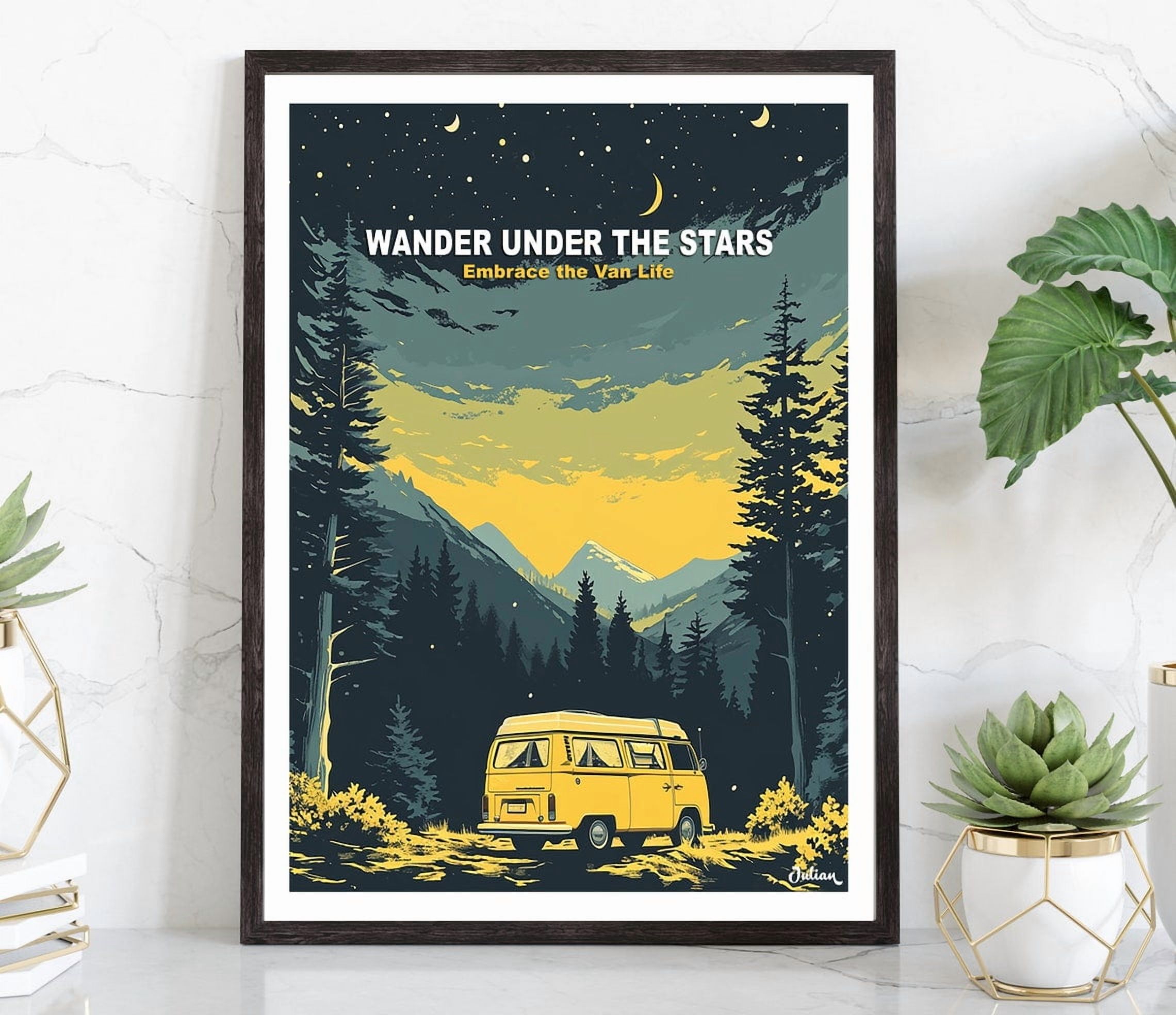 Wander Under The Stars, Embrace The Van Life, Travel Print, Modern ...