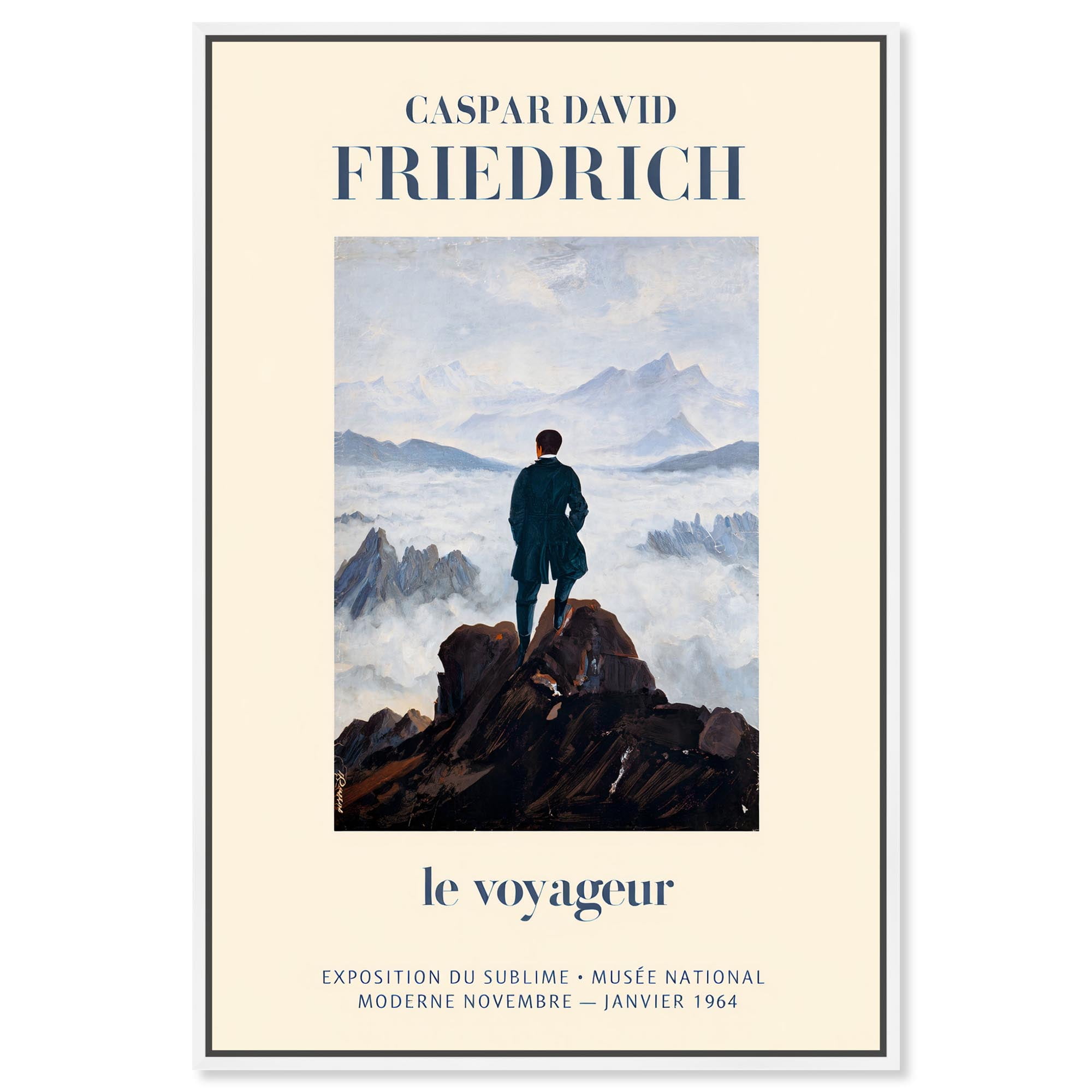 Wanderer in a Sea of Mist Canvas Famous Art Prints by Art Remedy, White ...