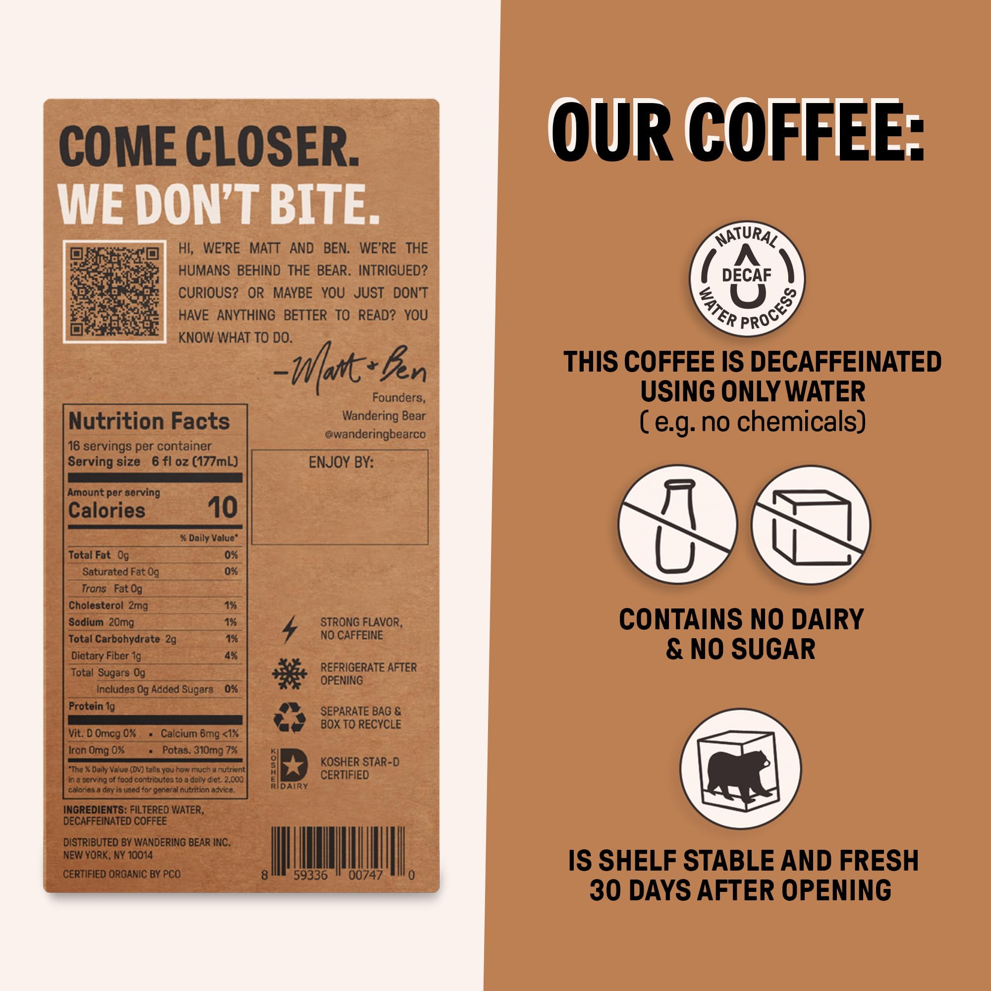 Wandering Bear DECAF SCH4 Cold Brew Coffee On Tap, 96 fl oz - Extra ...