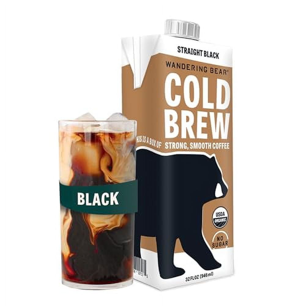 Wandering Bear Straight Black Organic Cold Brew Coffee, 32 fl oz, 1 ...
