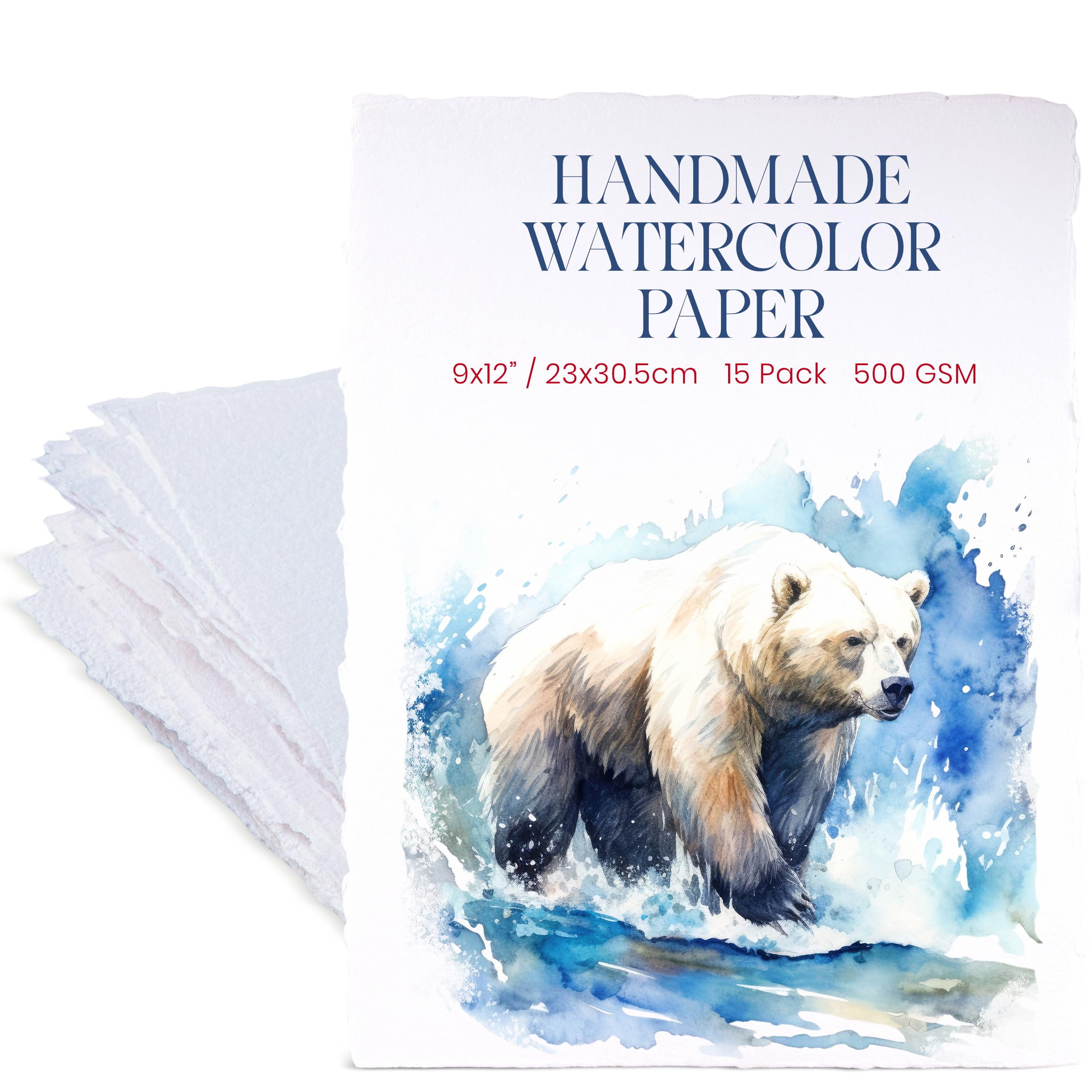 Wanderings Thick Handmade Watercolor Paper with Deckled Edge - 9x12 ...