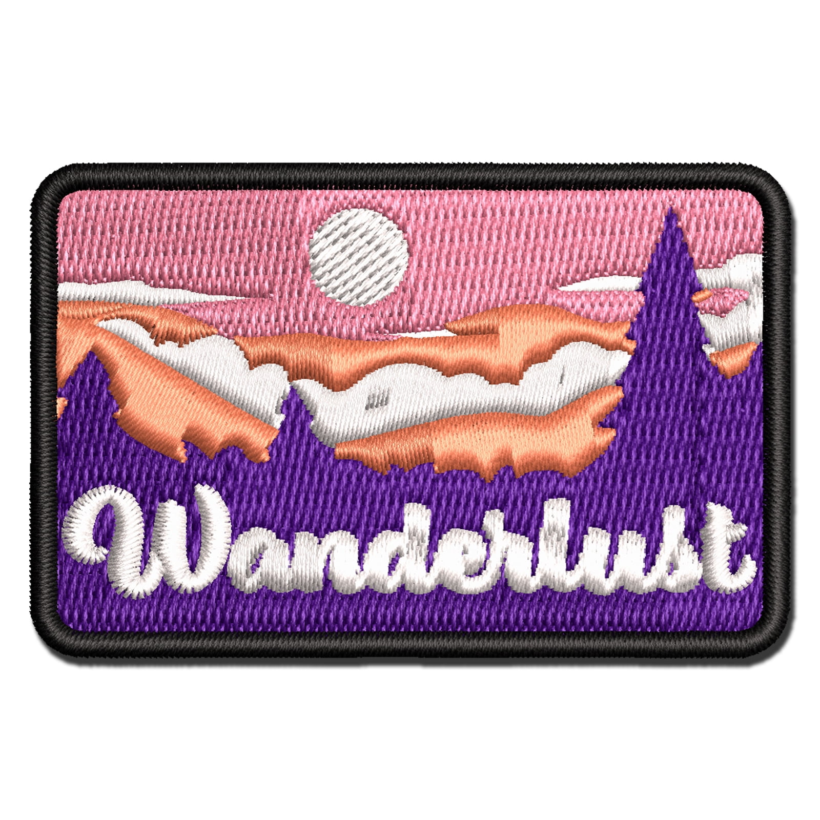 Wanderlust Hiking Mountains Forest Travel Applique Multi-Color Embroidered Iron-On Patch - 2.0 ...