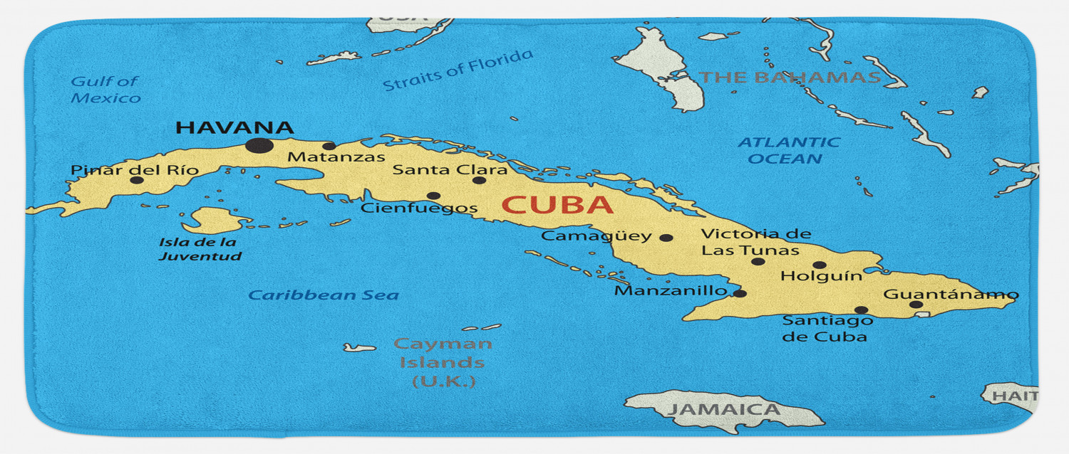 Wanderlust Kitchen Mat, Republic of Cuba Modern Geographical Island ...