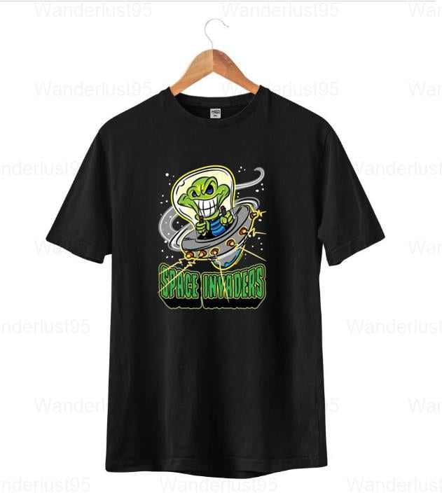 Wanderlust95 Alien Space Invaders T-Shirt with a Retro Sci-Fi Arcade ...