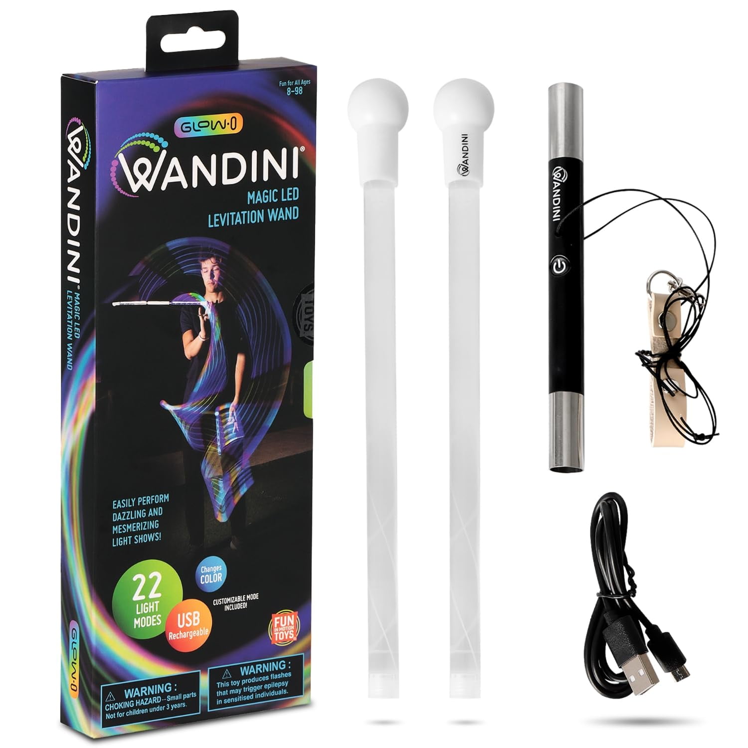 Wandini Glow.0 Magic Wand Collapsible LED Levitation Wand - USB ...
