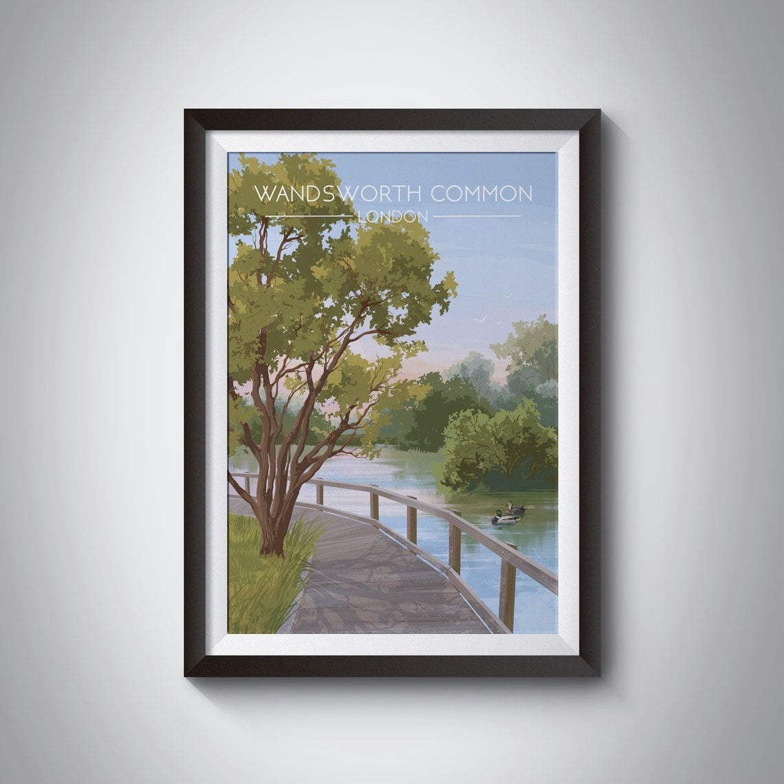 Wandsworth Common Poster, London Park Print, Vintage Travel Poster ...