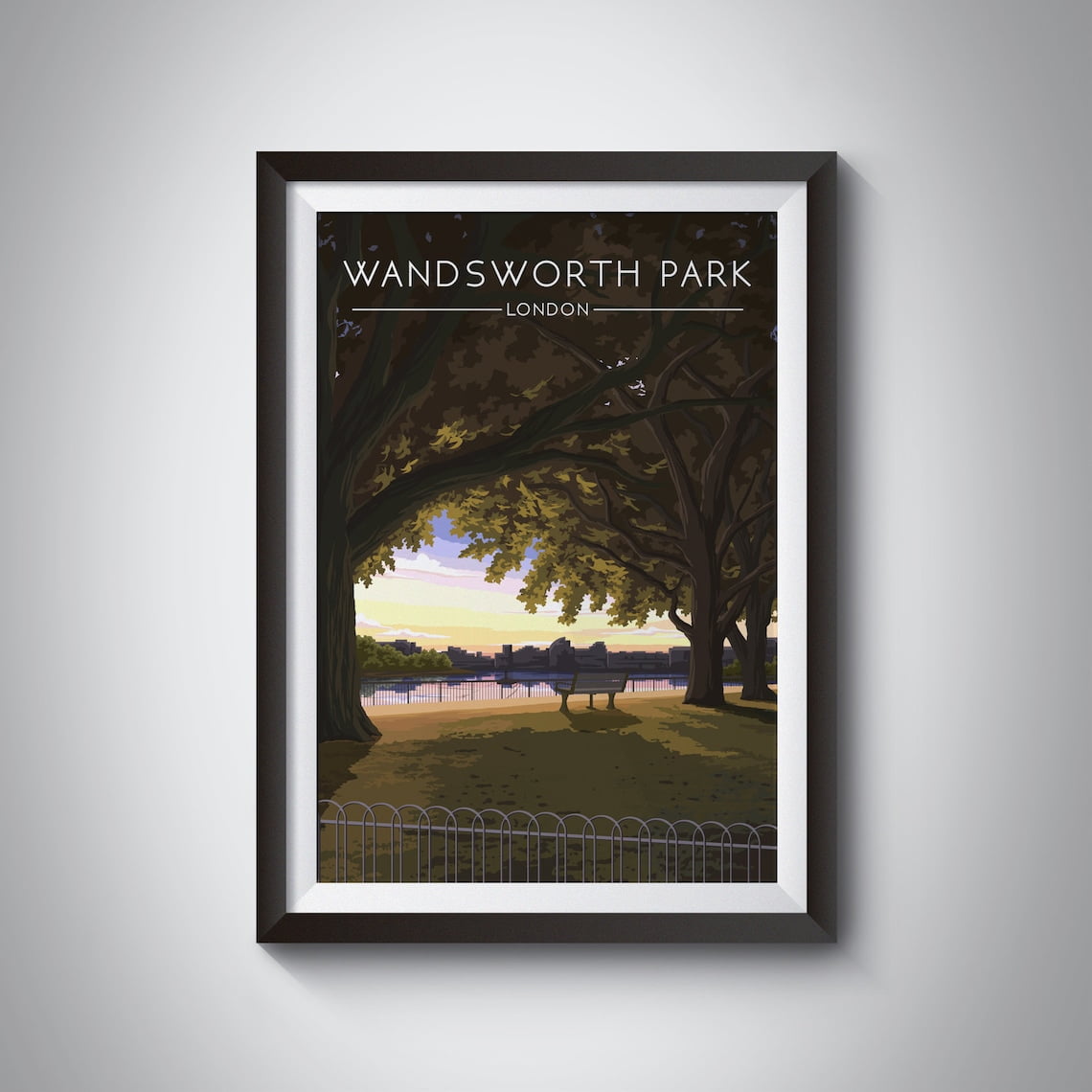 Wandsworth Park Poster, London Park Print, Travel Poster, Putney, River ...