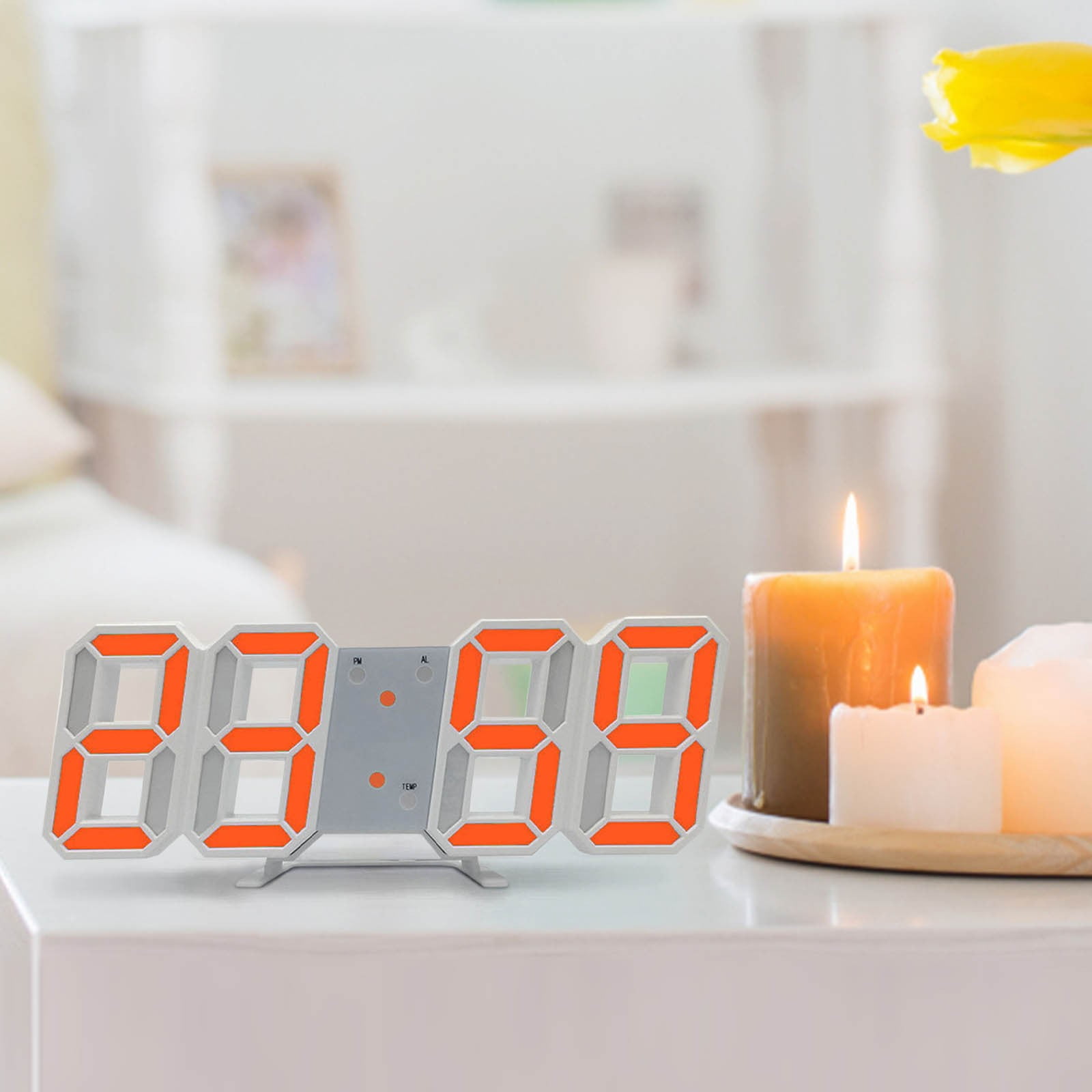 Wanfds 3D Alarm Clock, Wall Clock, Digital Clock, 9.3" LED Digit ...
