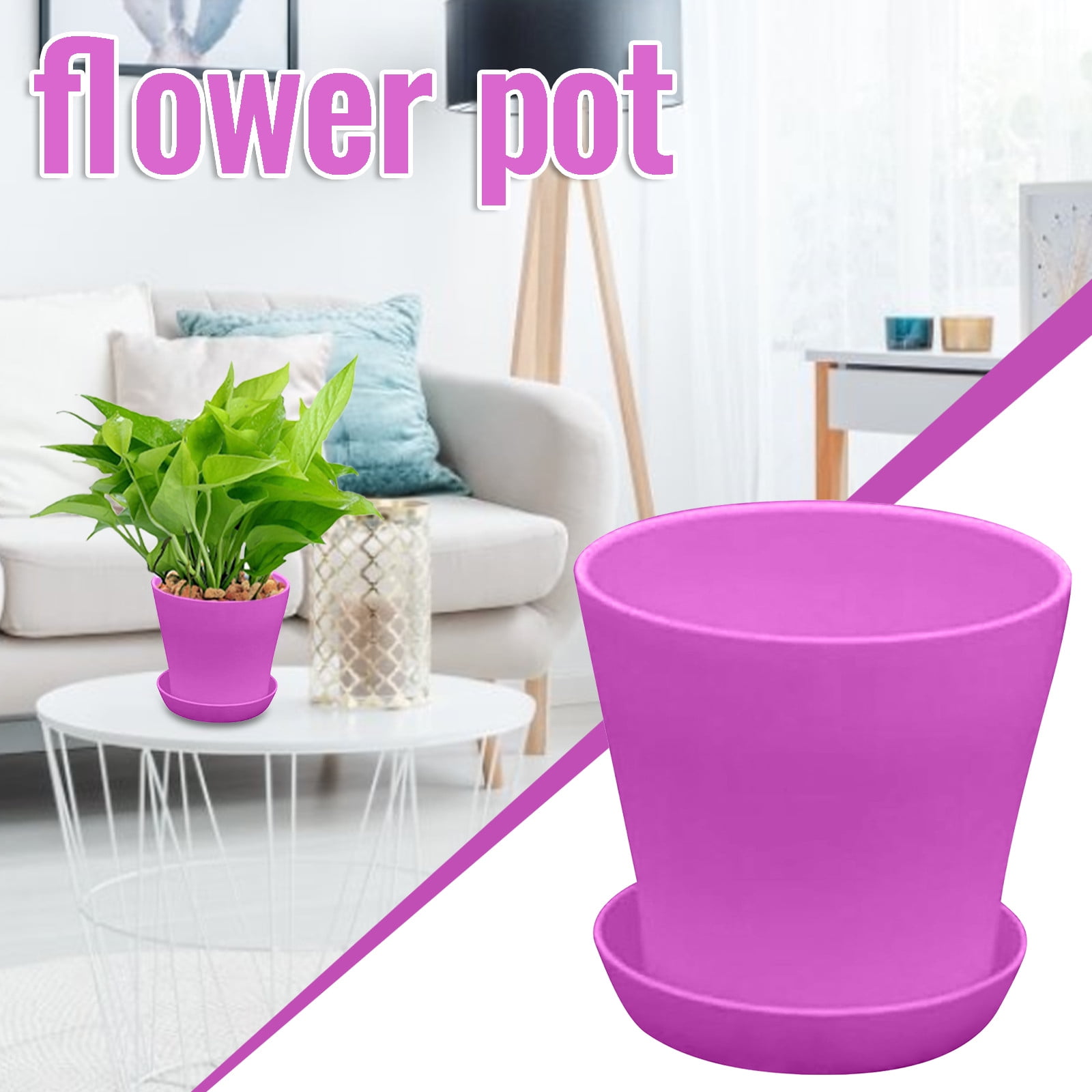 Wanfds 8 Inch Plant Pots, 3 Pack PP Flower Pot Decorative Plastic ...
