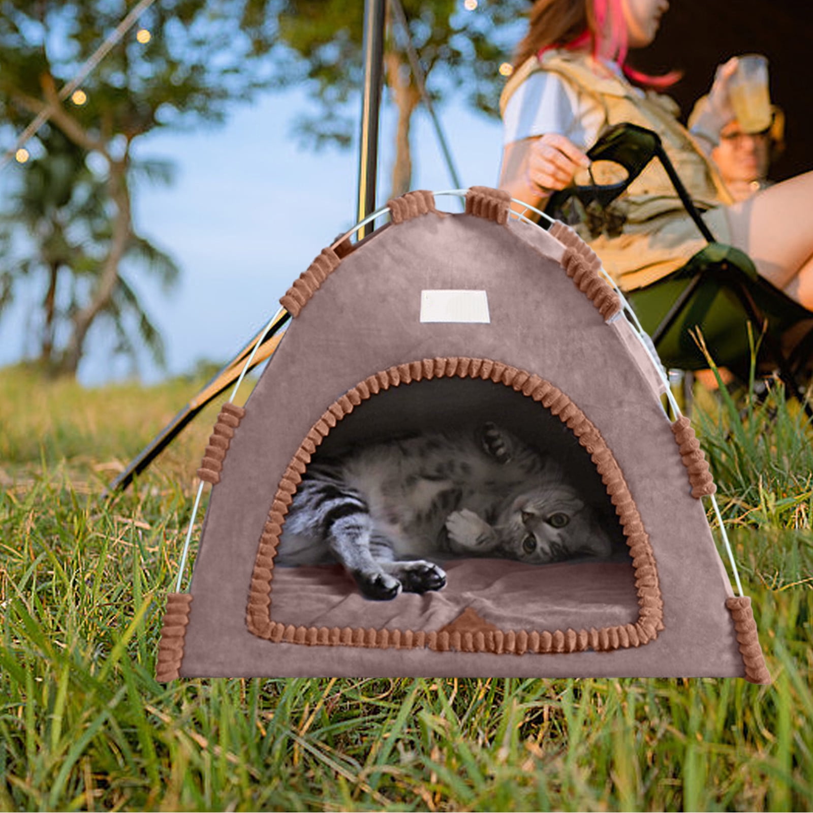 Wanfds Cat Bed Cave for Indoor Cats,Cat House Tent Bed with Removable ...