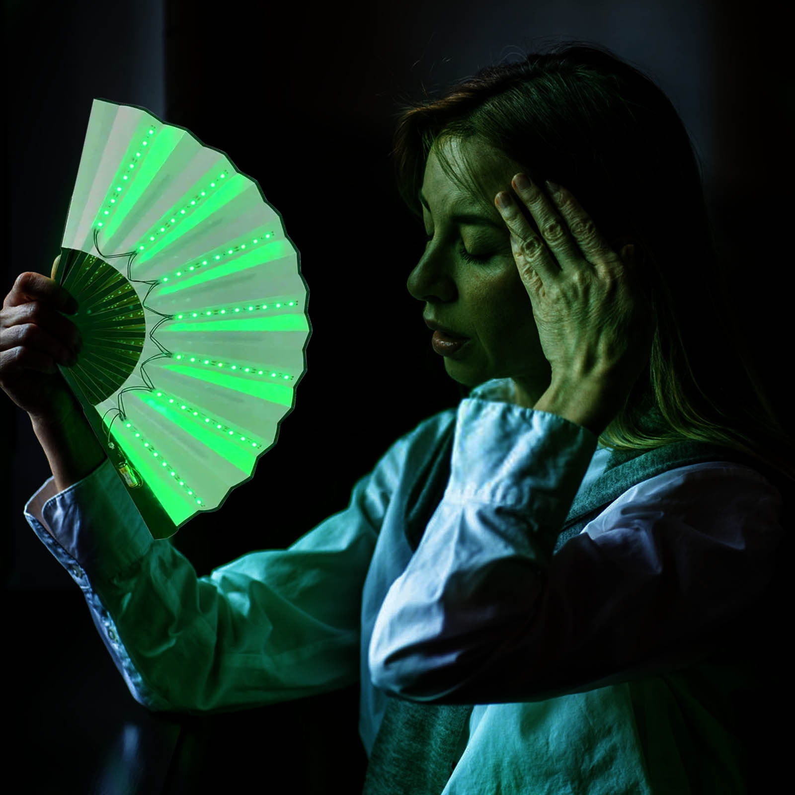 Wanfds Folding Fan Led Light Up Hand Fan Stage Performance Show Glowing ...