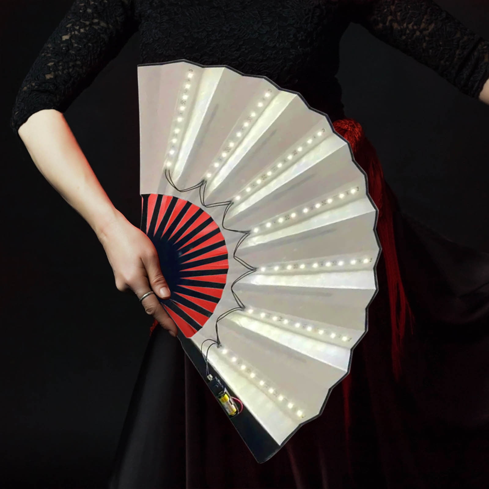 Wanfds Folding Fan Led Light Up Hand Fan Stage Performance Show Glowing ...