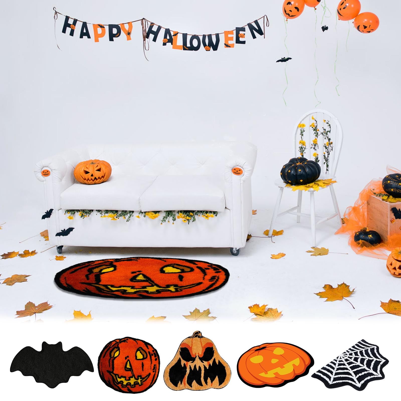 Wanfds Gothic Rug Spider Web Pumpkin Bat Indoor Halloween Rug , Cute ...