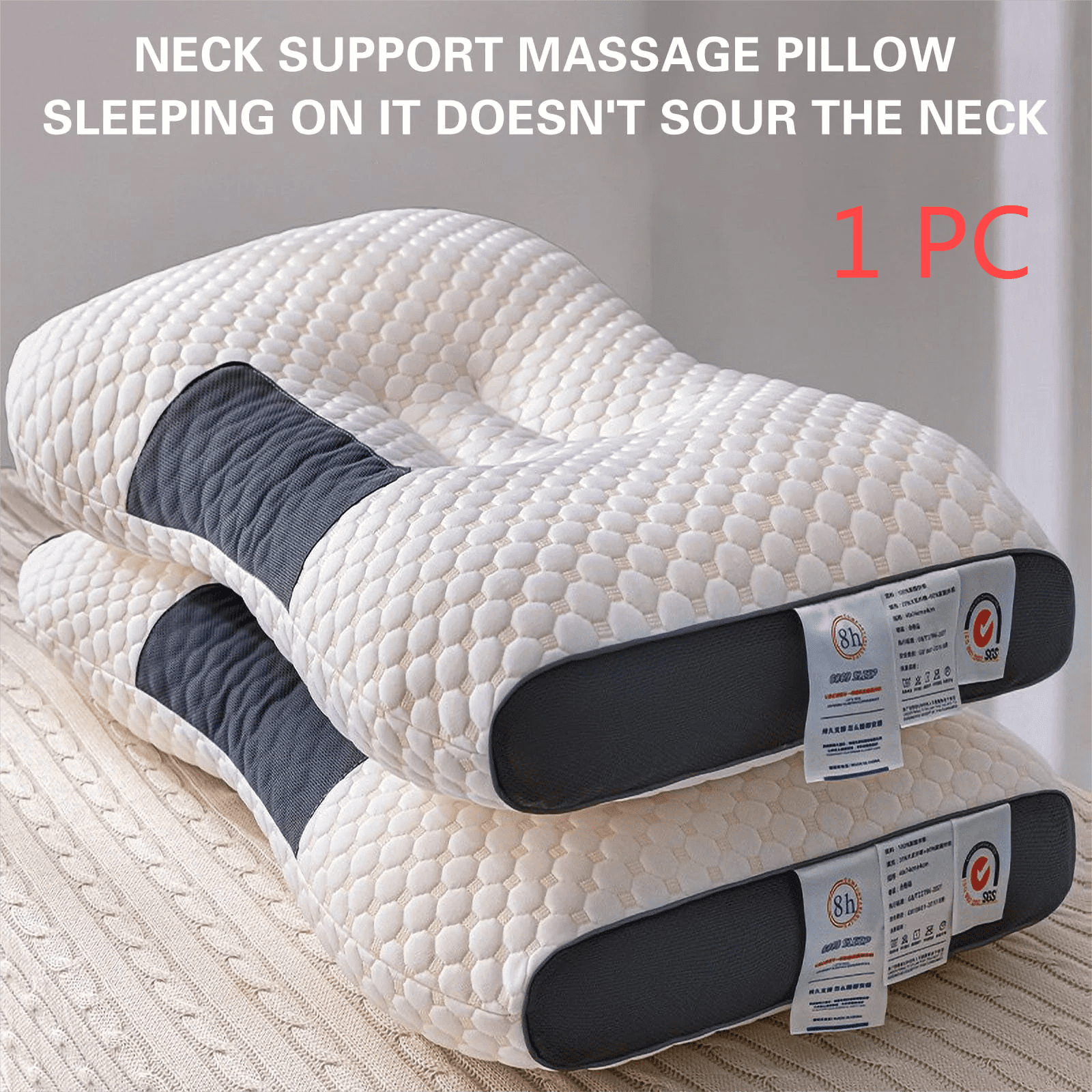 Blukids Pain Relief Cervical Pillow, Adjustable Memory Foam, Contoured ...