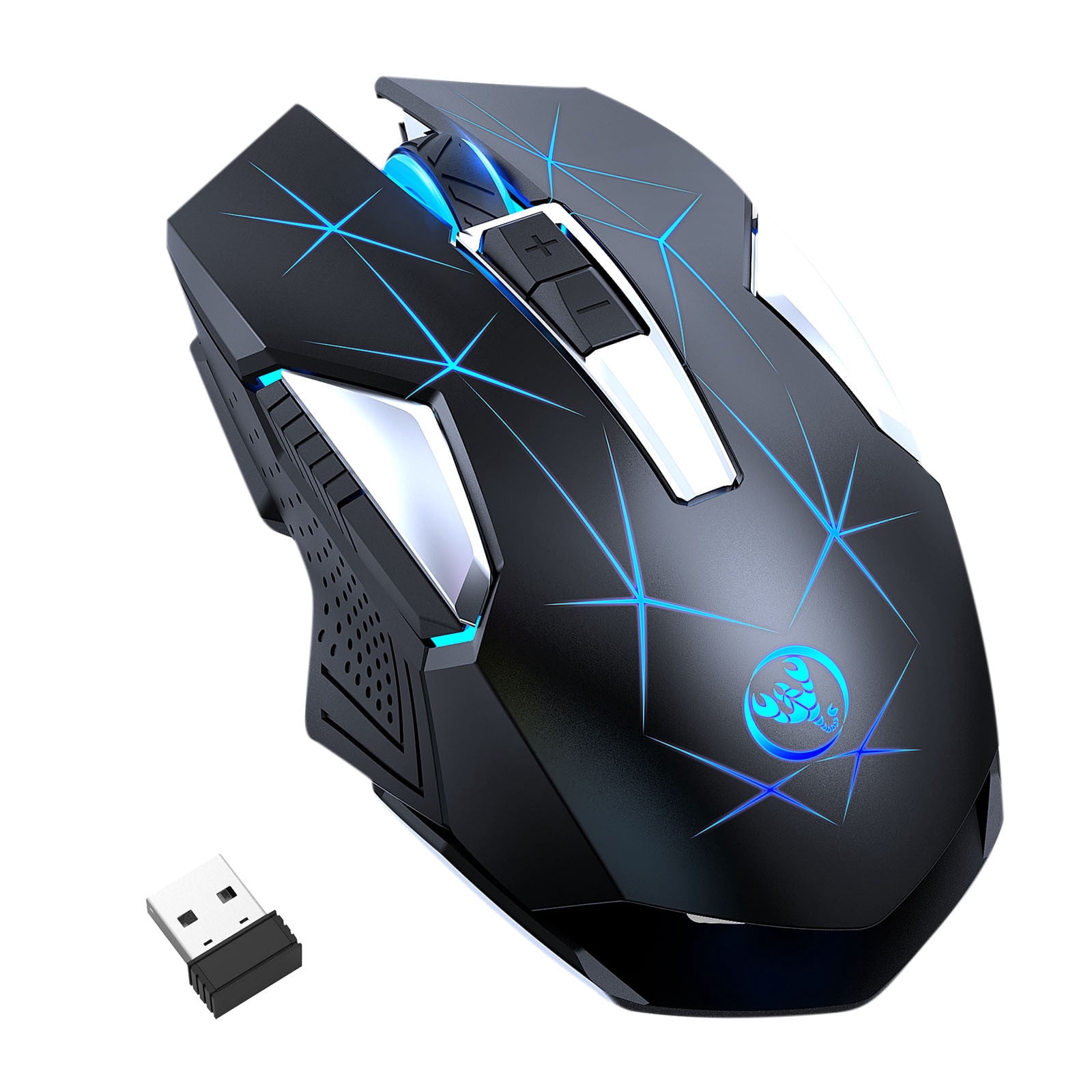 Wanfds Wireless Gaming Mouse, Colorful RGB Light Rechargeable Ergonomic ...