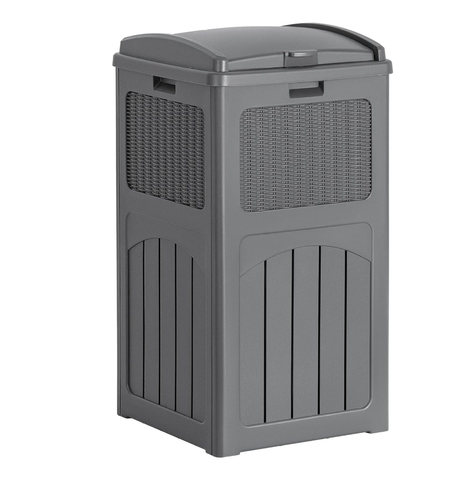 Wang Lin Jun 30 Gallon Trash Can, Resin Outdoor Garbage Can with Lid, Waterproof Hideaway Patio ...