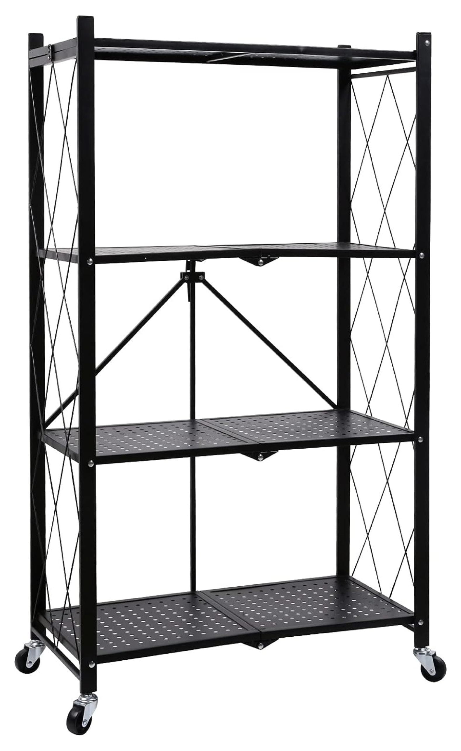 Wang Lin Jun 4-Tier Heavy Duty Foldable Metal Rack Storage Shelving ...