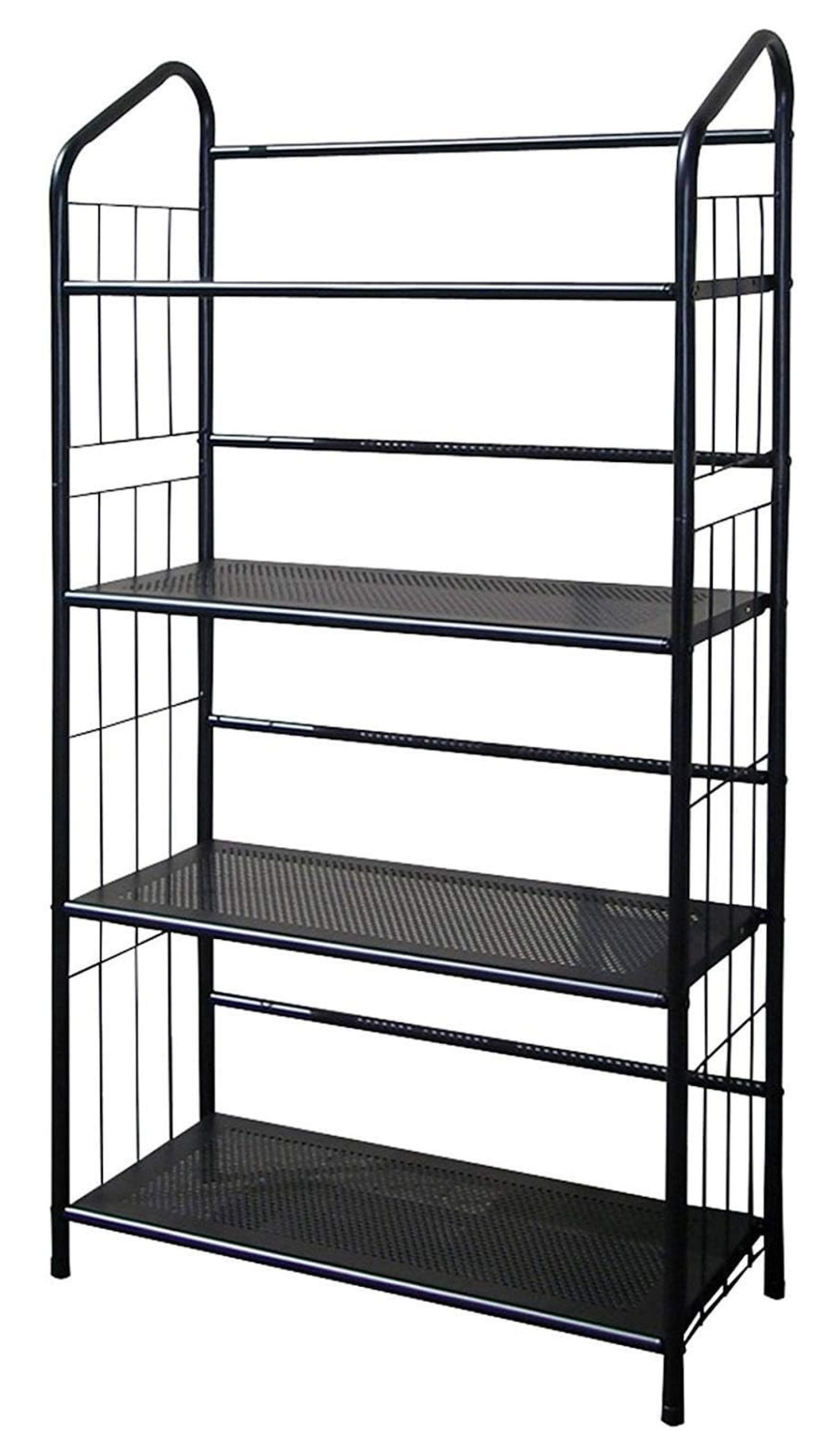 Wang Lin Jun 4 Tier Metal Utility Rack Bookcase Bookshelf Black Finish ...