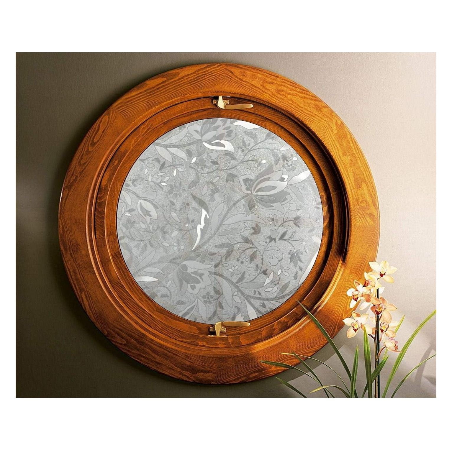Wang Lin Jun Precut Circle Window Film, Floral Series 5 Design, Self ...