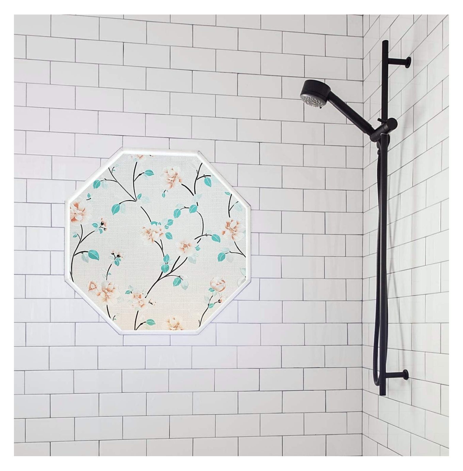 Wang Lin Jun Precut Octagon Window Film, Flower Blossom Design, Self ...